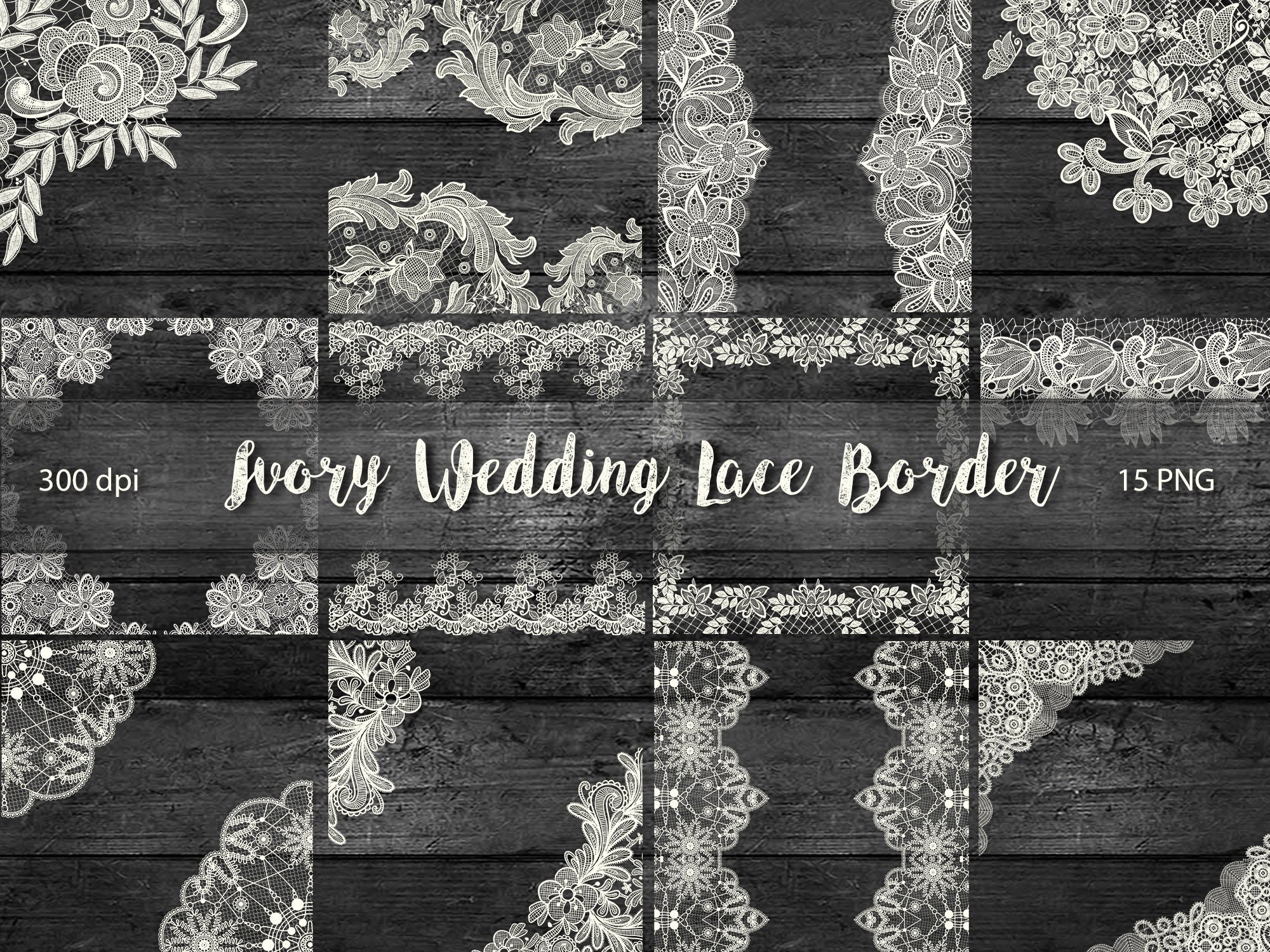 Ivory Wedding Lace Border Ivory Lace Clipart Vintage Lace Clipart ...