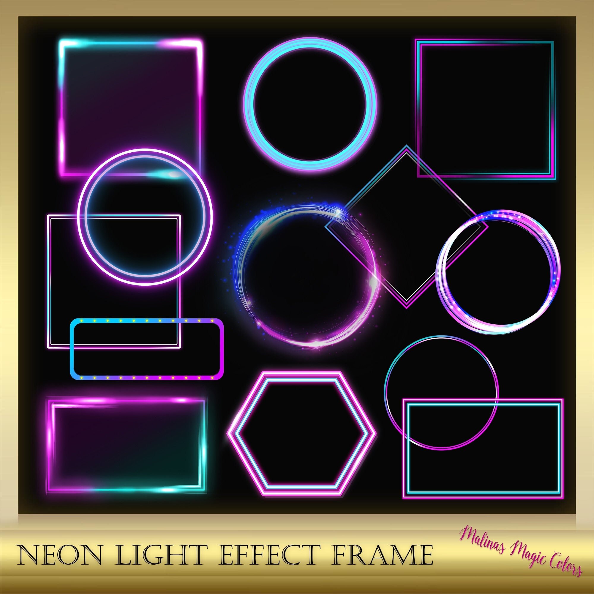 Neon Light Effect Frame - Neon Frame - Light Frame - Neon Effects ...