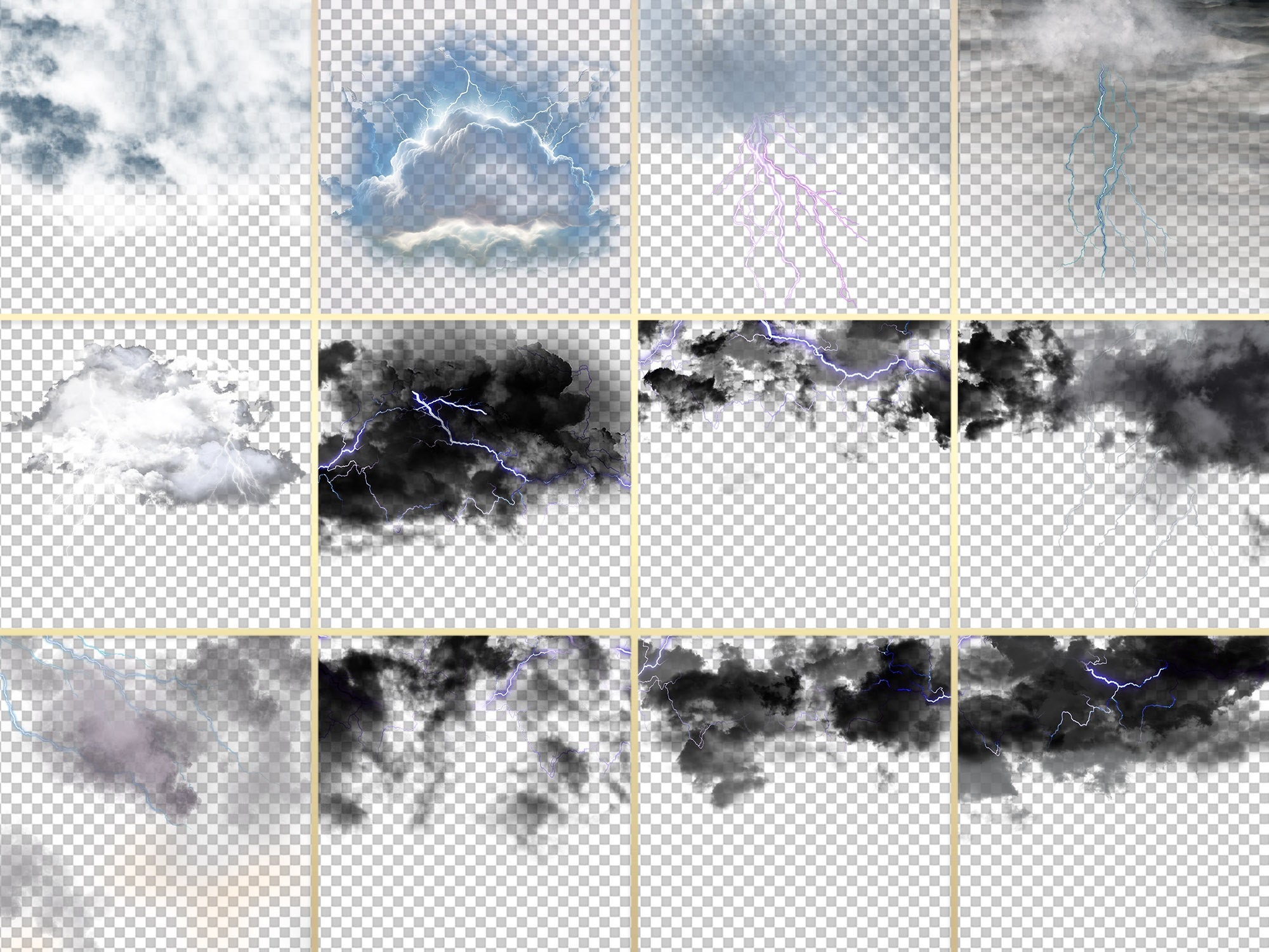 Lightning Effect in Dark Clouds Thunderstorm Dark Clouds Overlays Storm ...