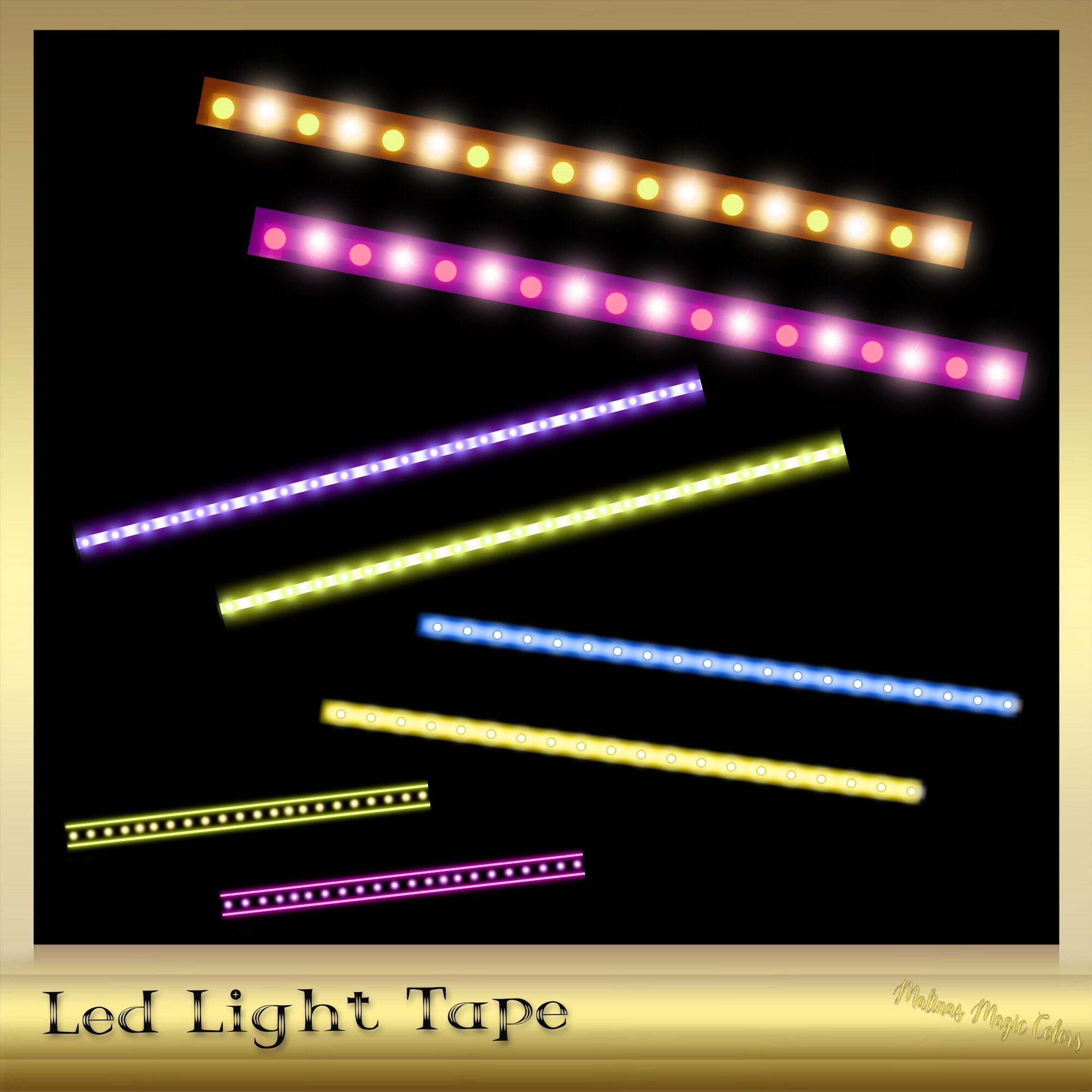 Led Light Tape Clipart - Light Bulb Tape - Marquee Light Digital Tape ...