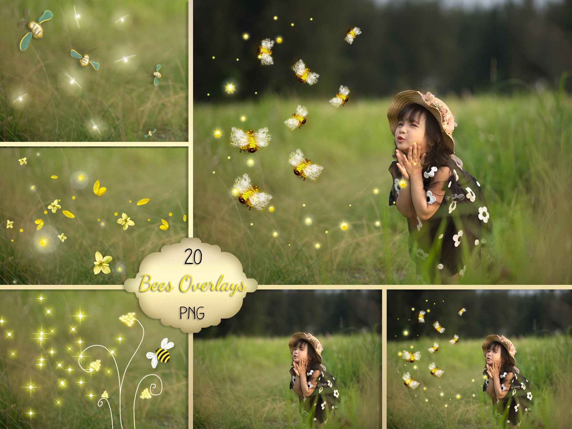 Bee Overlays Bee Overlay Photo Overlays Photoshop Layers Yellow ...