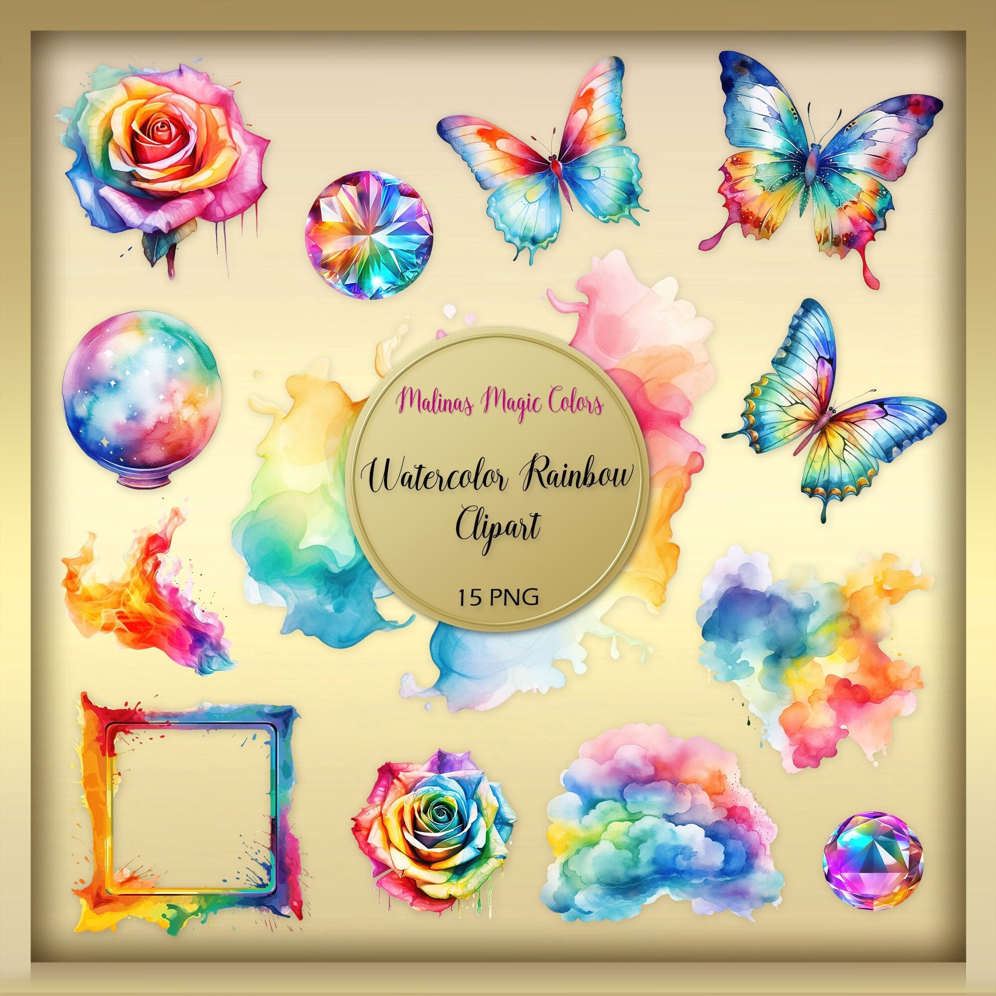 Watercolor Rainbow Clipart Watercolor Colorful Clip Art - Etsy