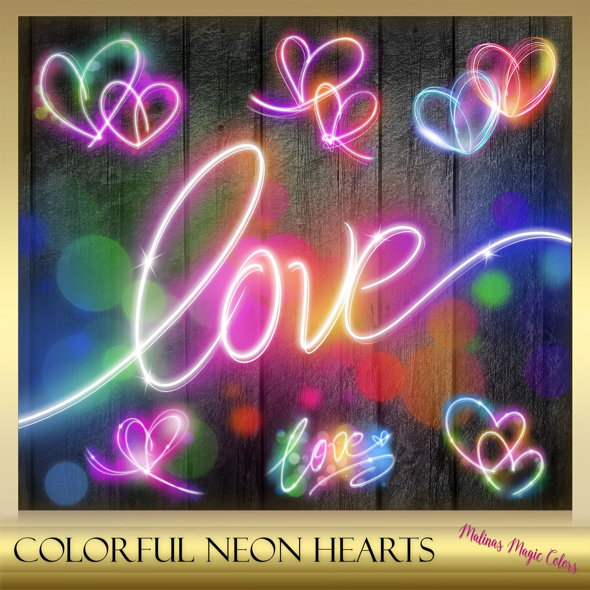 10 Colorful Neon Hearts - Neon Love Clip Arts - Neon Clipart - Neon ...