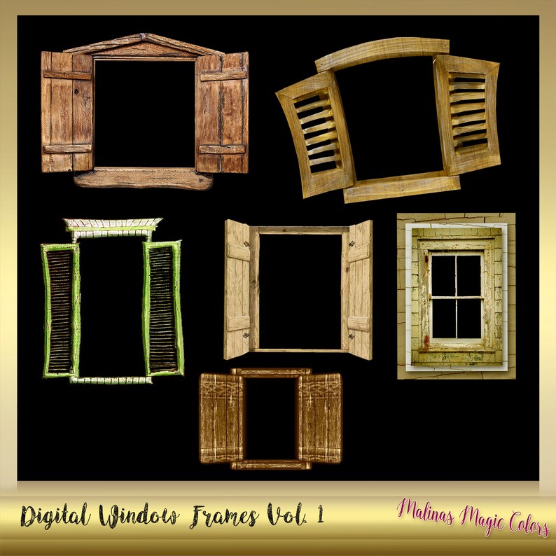 12 Digital Window Frames Vol. 1 - Window Photo Frame - Photoshop ...