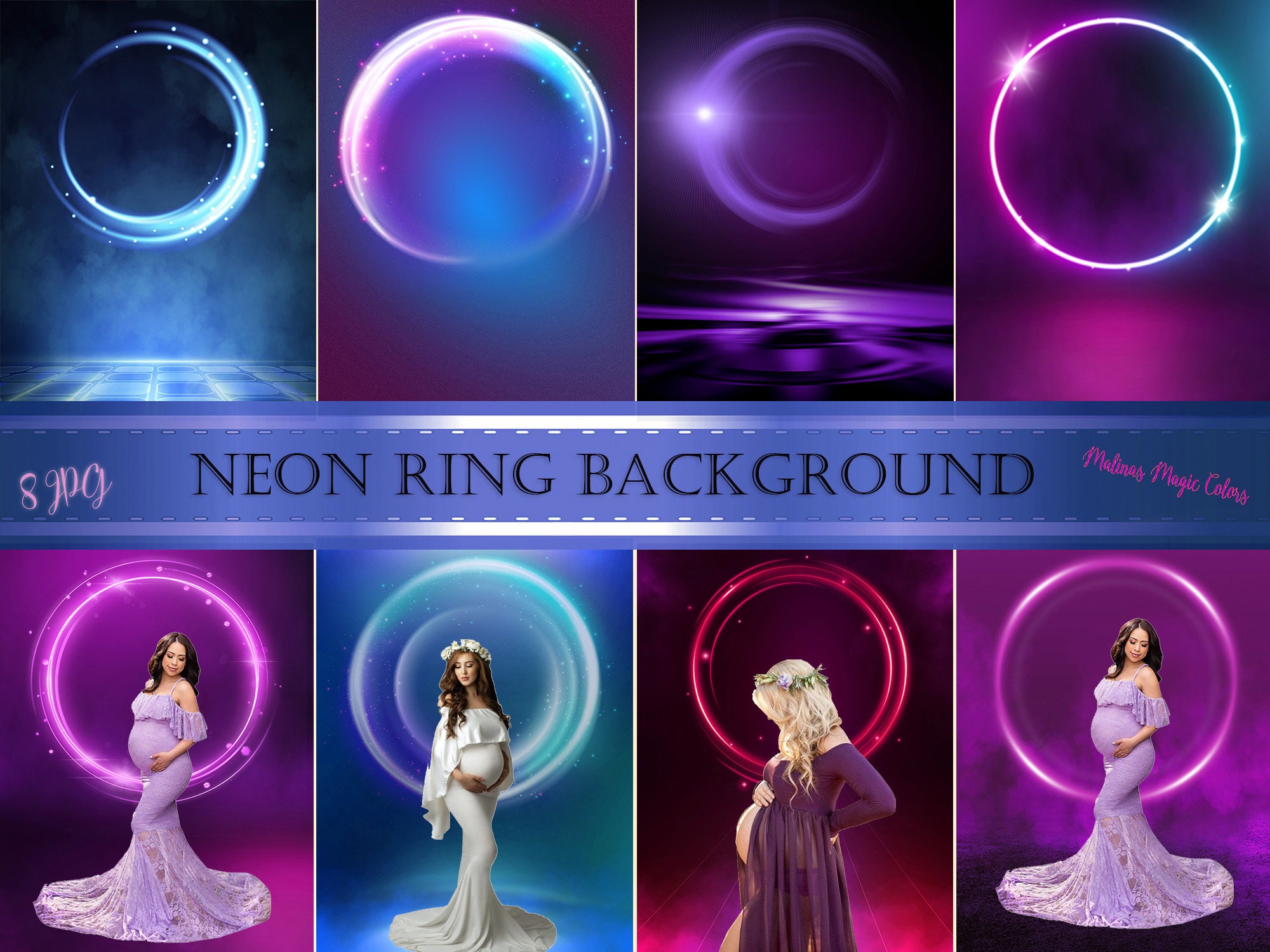 Neon Circle Background Neon Ring Overlays for Studio - Etsy