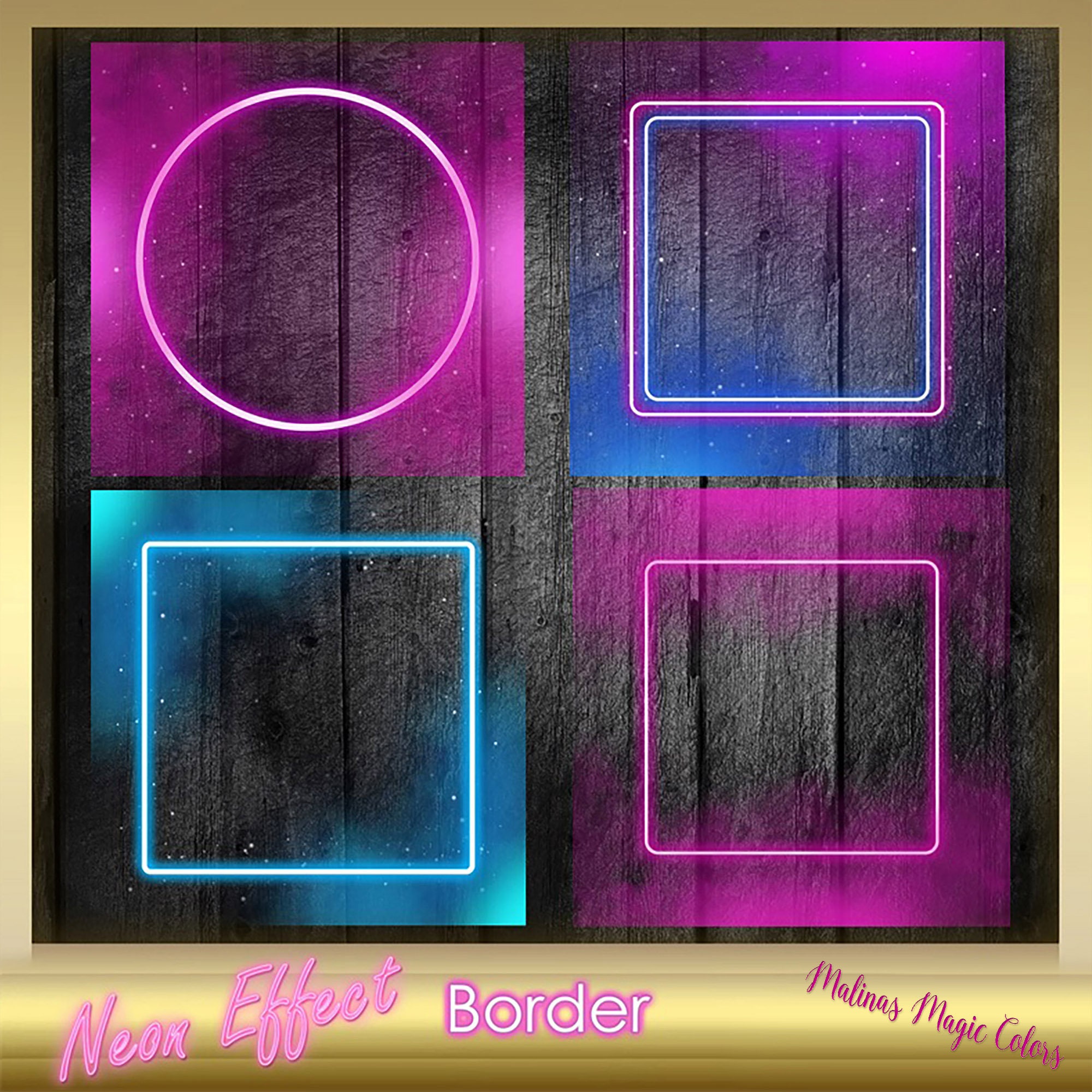 Neon Light Effect Border - Neon Effect Frames - Neon Frame - Neon ...