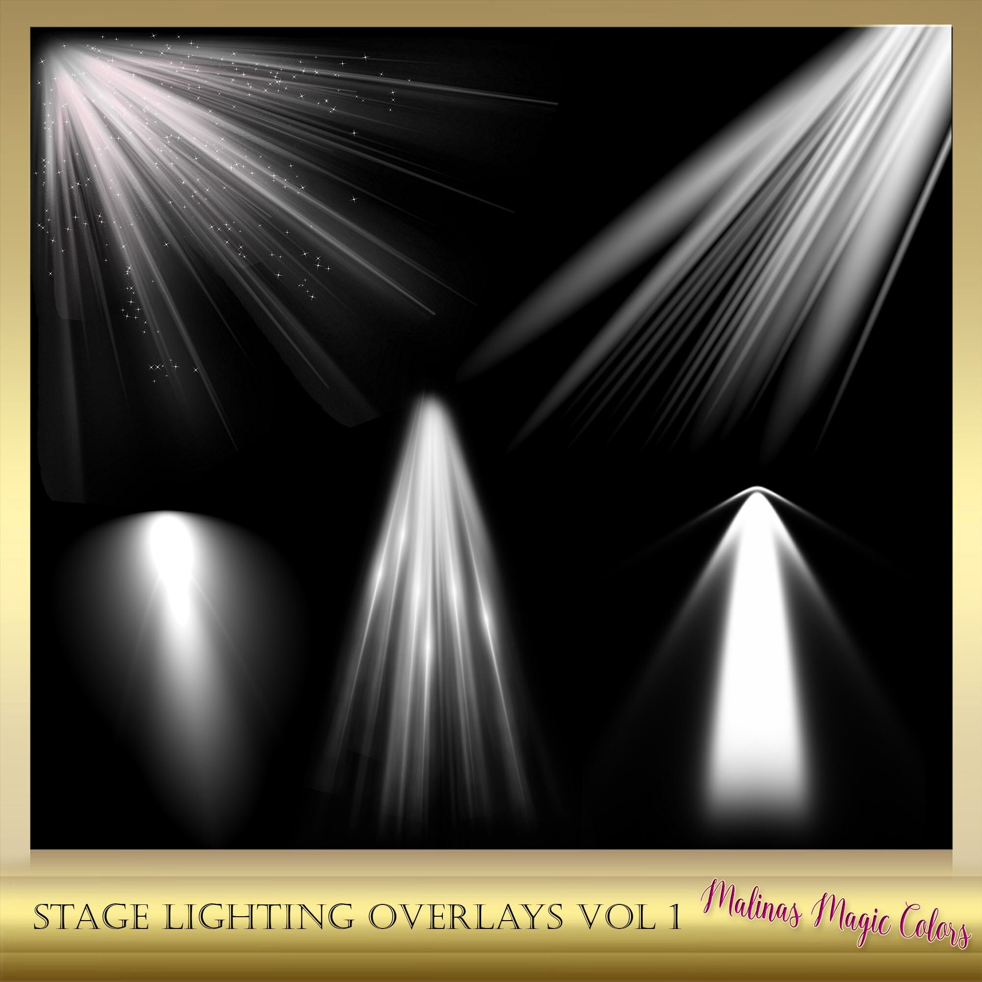 20 Stage Lighting Overlays Vol 1 - Spotlight Overlays - Light Effect ...