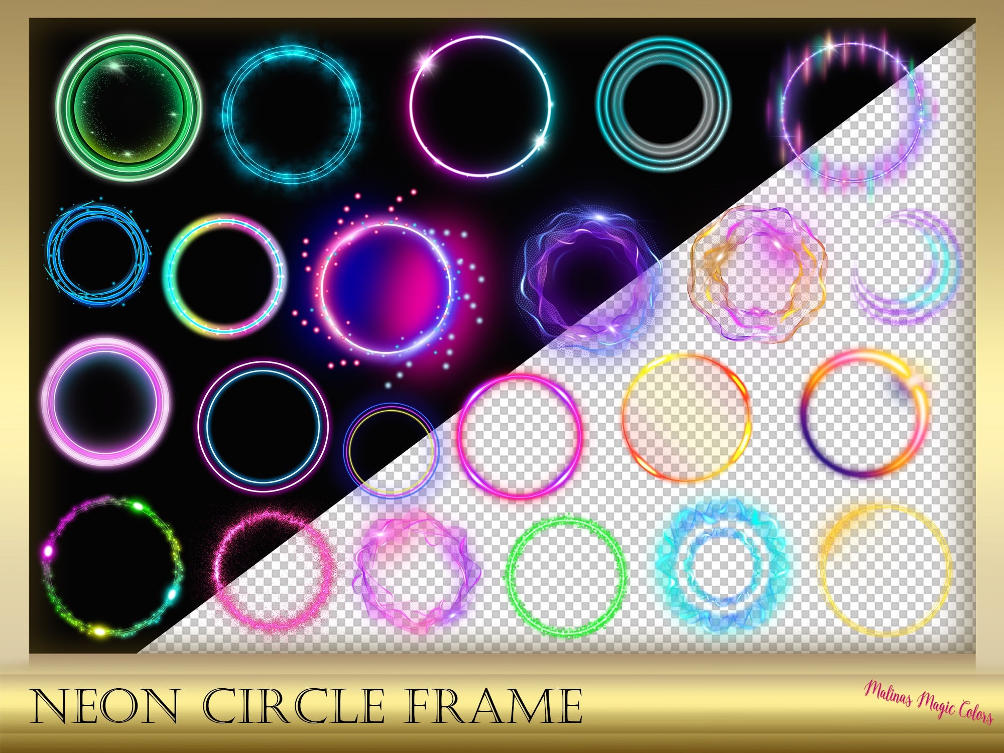 32 Neon Light Effect Frames - Neon Frame - Light Frame - Neon Effects ...