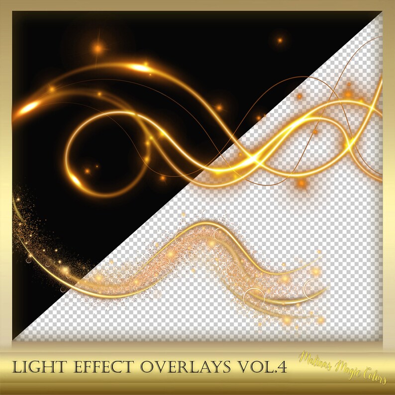 20 Light Effect Overlays Vol.4 Wedding Overlays Shiny Gold Glowing New ...