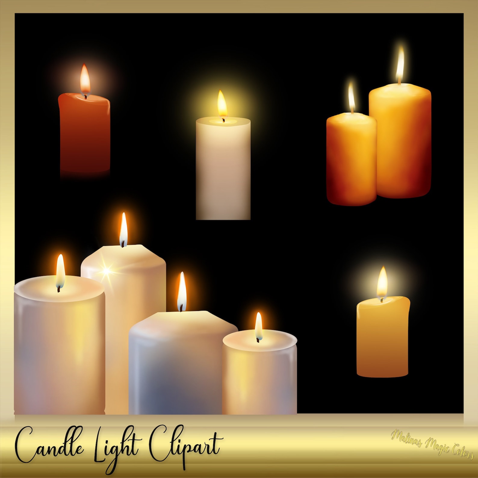 Candle Light Clipart Burning Candle Clip Art Illuminated Candle Candle ...