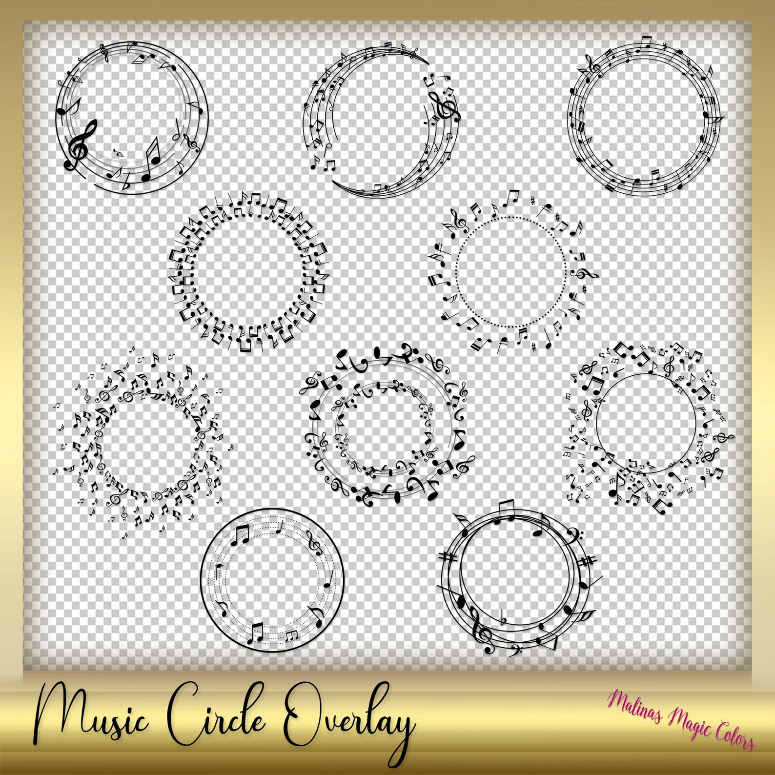 Music Note Circle Overlay - Round Music Note Overlay - Music Note Clip ...