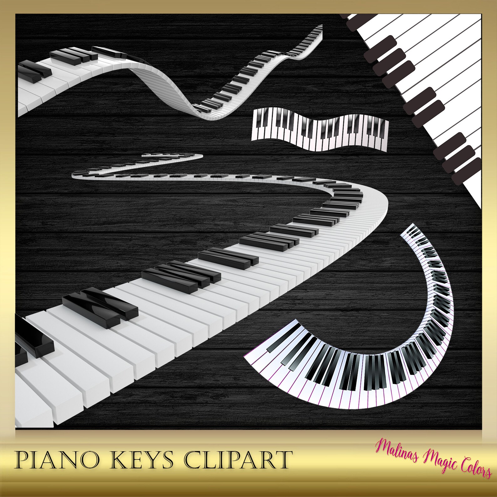 Three Dimensional Piano Keys - Music Overlay - Music Clip Art - Piano ...
