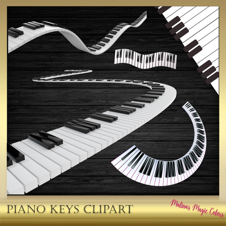 Three Dimensional Piano Keys - Music Overlay - Music Clip Art - Piano ...