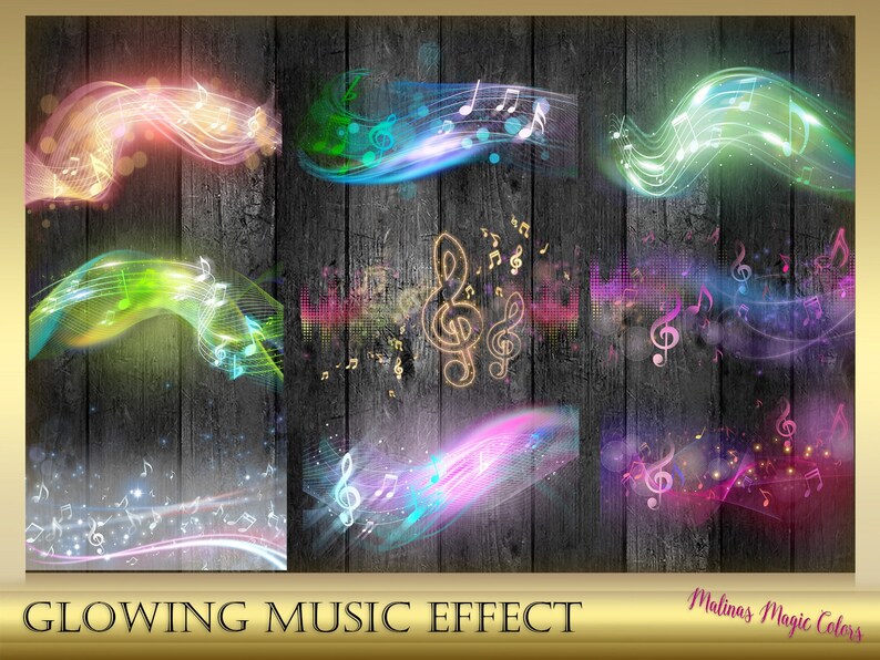 10 Glowing Music Effects - Music Note Overlay - Glowing Musical Notes ...