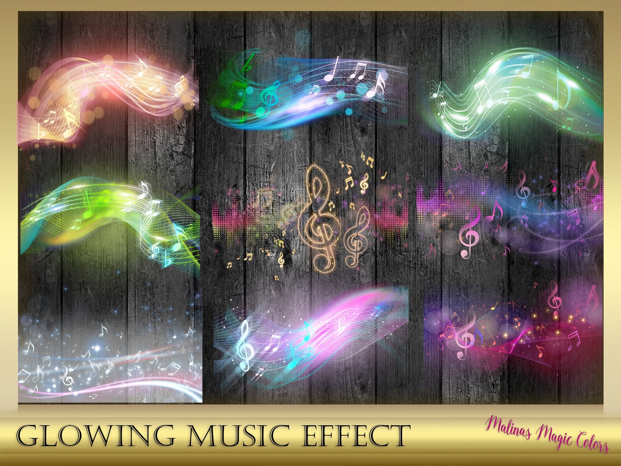 10 Glowing Music Effects - Music Note Overlay - Glowing Musical Notes ...