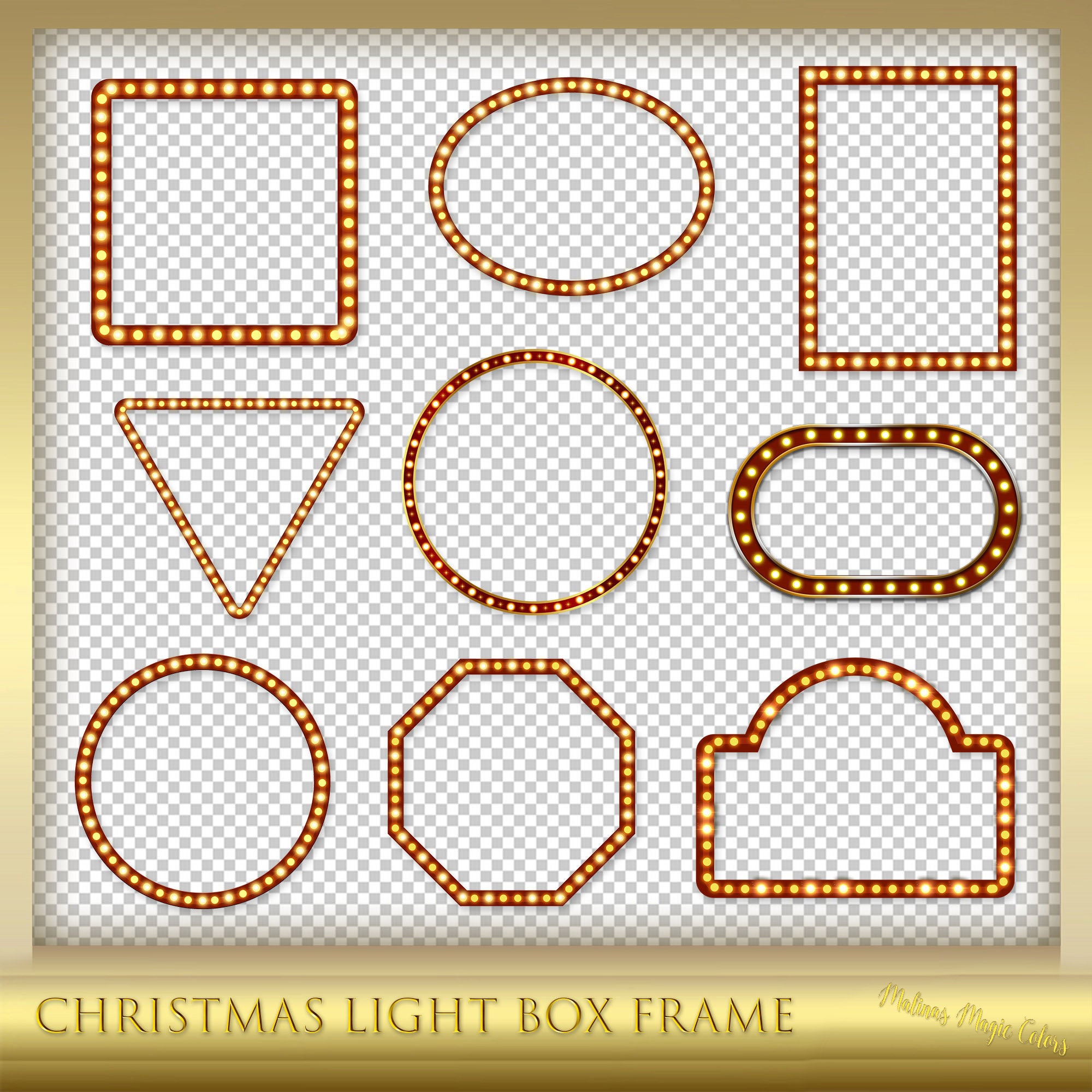 Light Box Frame Clipart - Light Bulb Frame - Marquee Light Digital ...