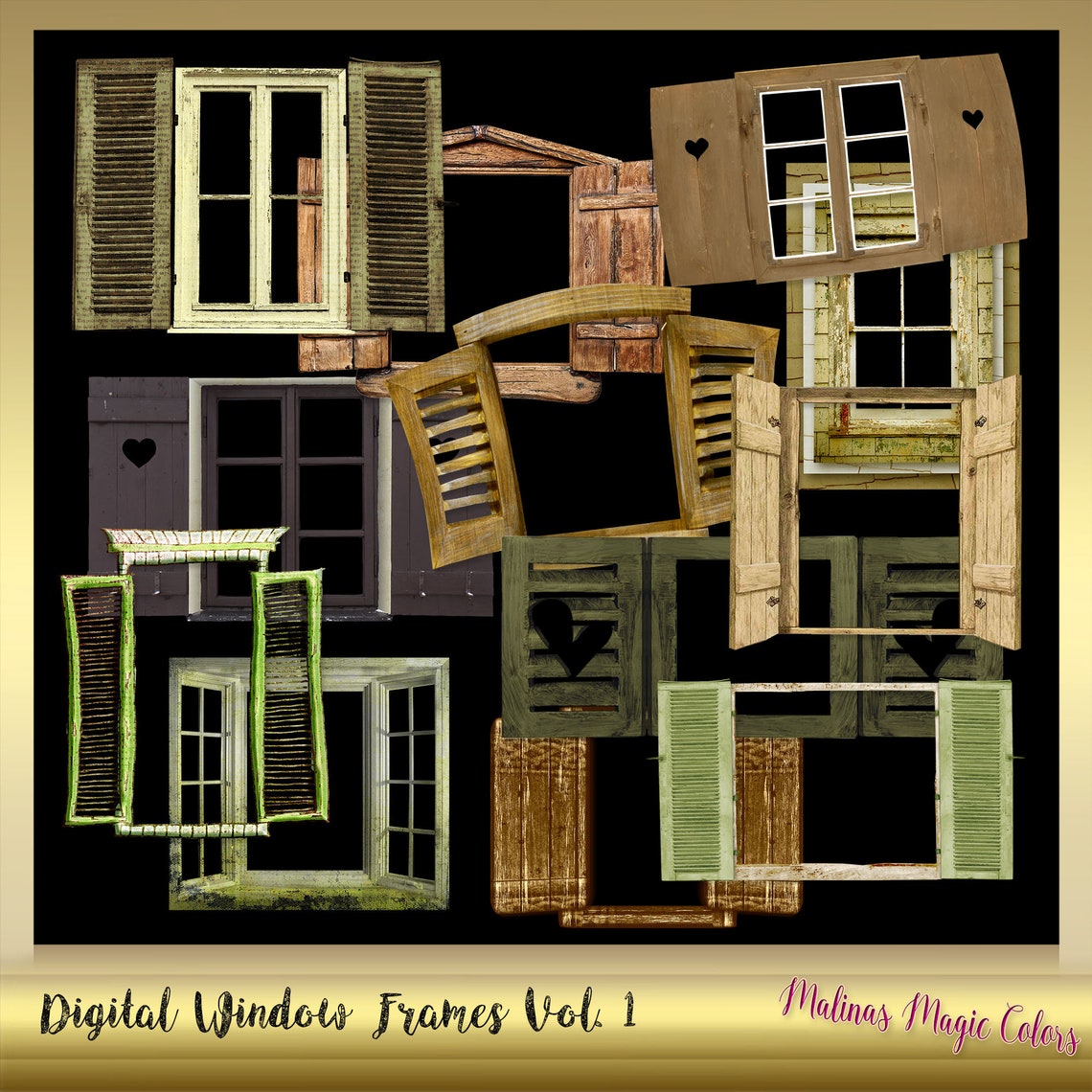 12 Digital Window Frames Vol. 1 - Window Photo Frame - Photoshop ...