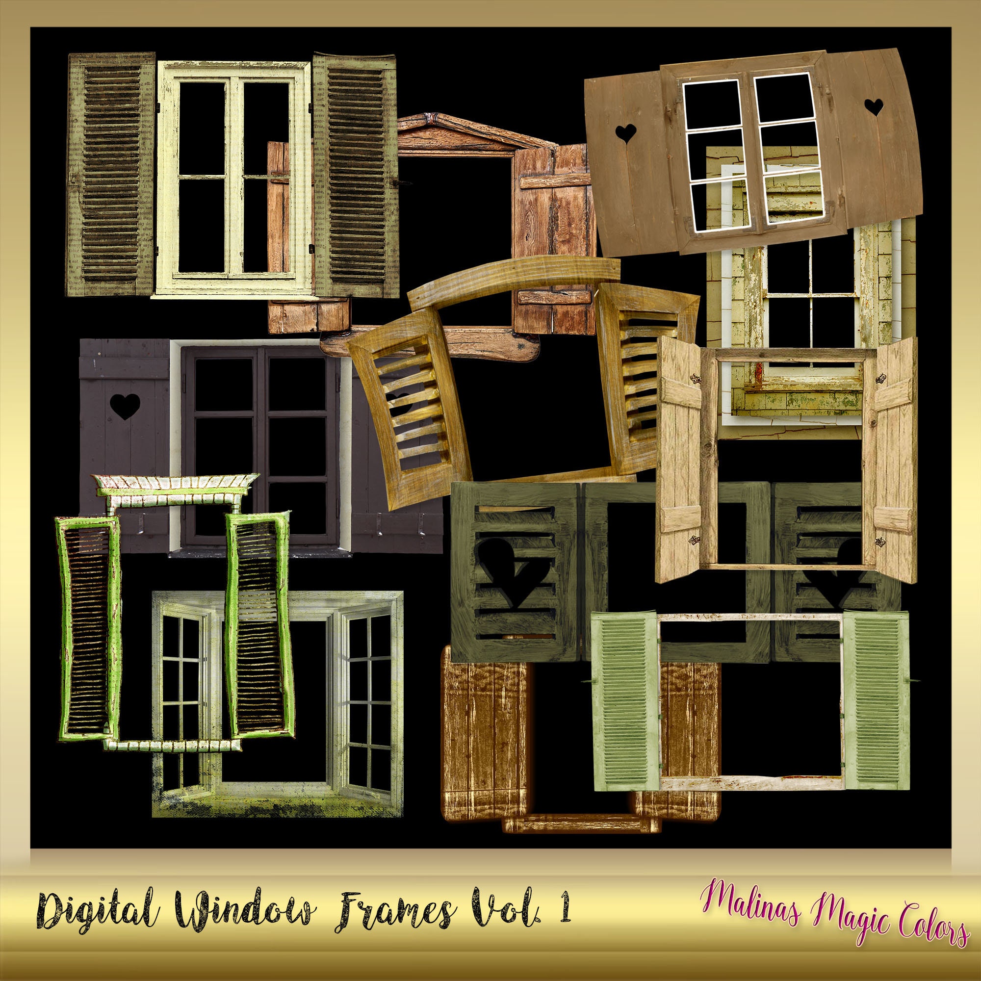 12 Digital Window Frames Vol. 1 - Window Photo Frame - Photoshop ...