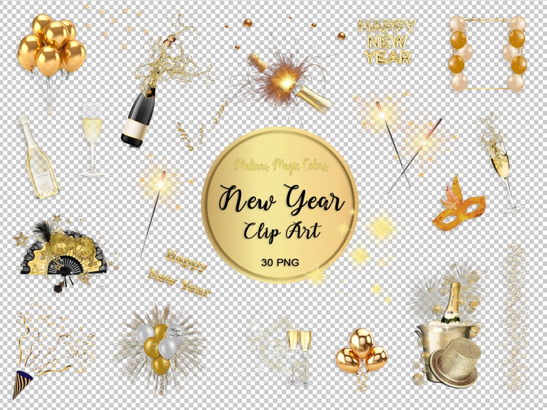 30 New Year Clip Art - New Years Clipart - Holiday Clip Art - Champagne ...