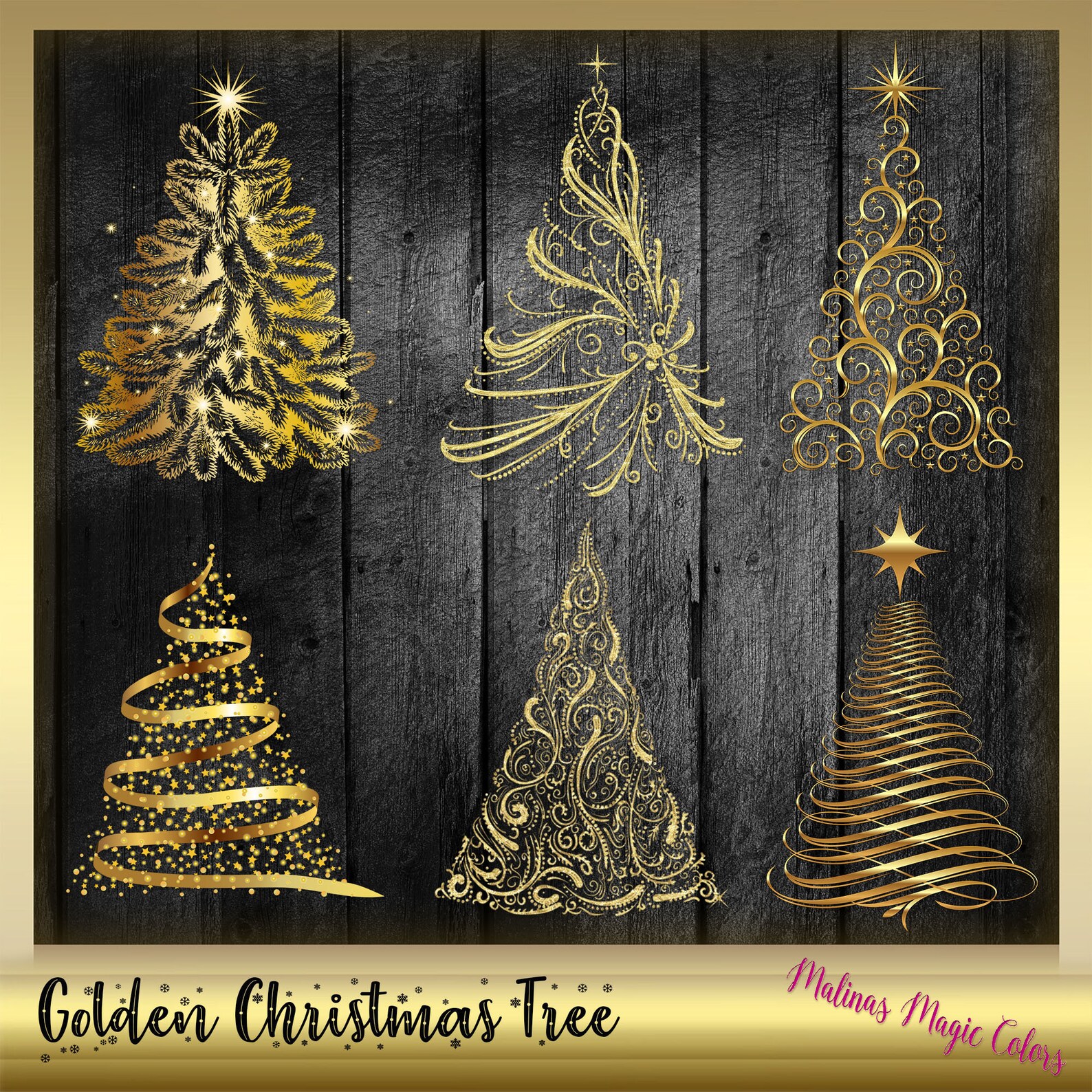 Golden Christmas Tree - Christmas Tree Overlays - Christmas Tree ...