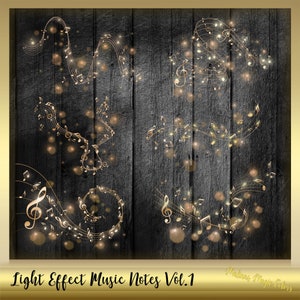 6 Light Effect Music Notes Vol. 1 - Music Note Clip Art - Luminous ...
