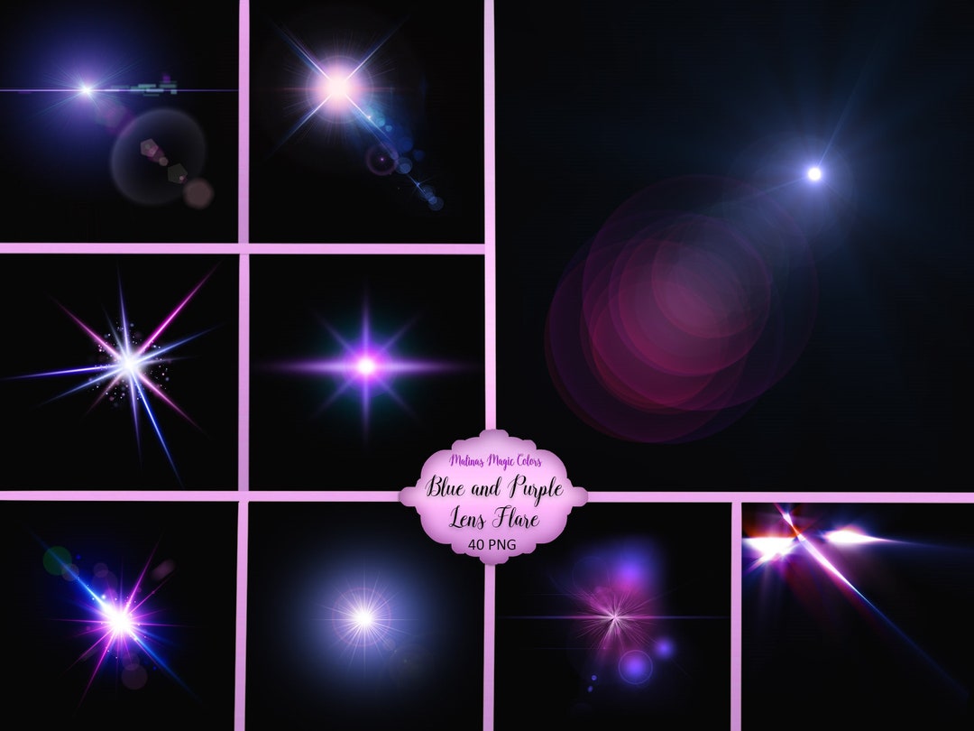 Blue and Purple Lens Flare Overlay Colorful Lens Flare Effect Light ...