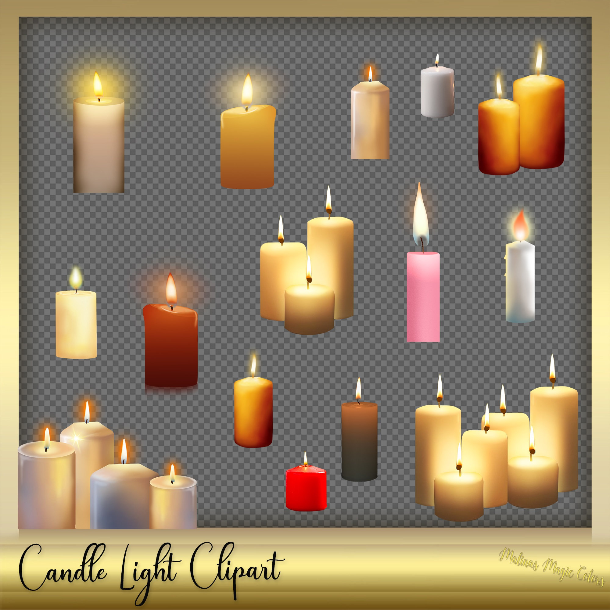 Candle Light Clipart - Burning Candle Clip Art - Illuminated Candle ...