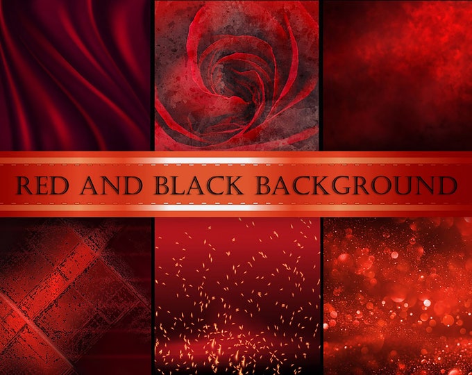 Watercolor Black and Red Digital Papers, Abstract Digital Backgrounds ...
