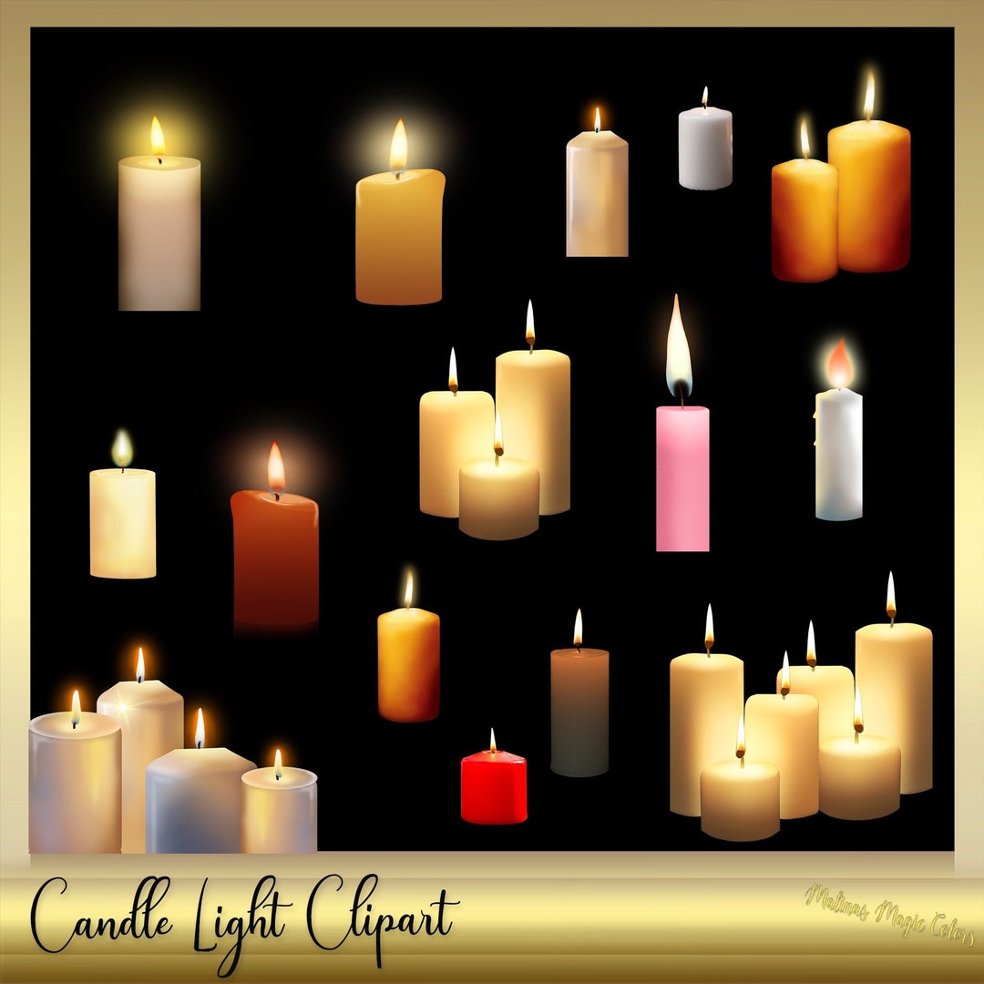 Candle Light Clipart - Burning Candle Clip Art - Illuminated Candle ...