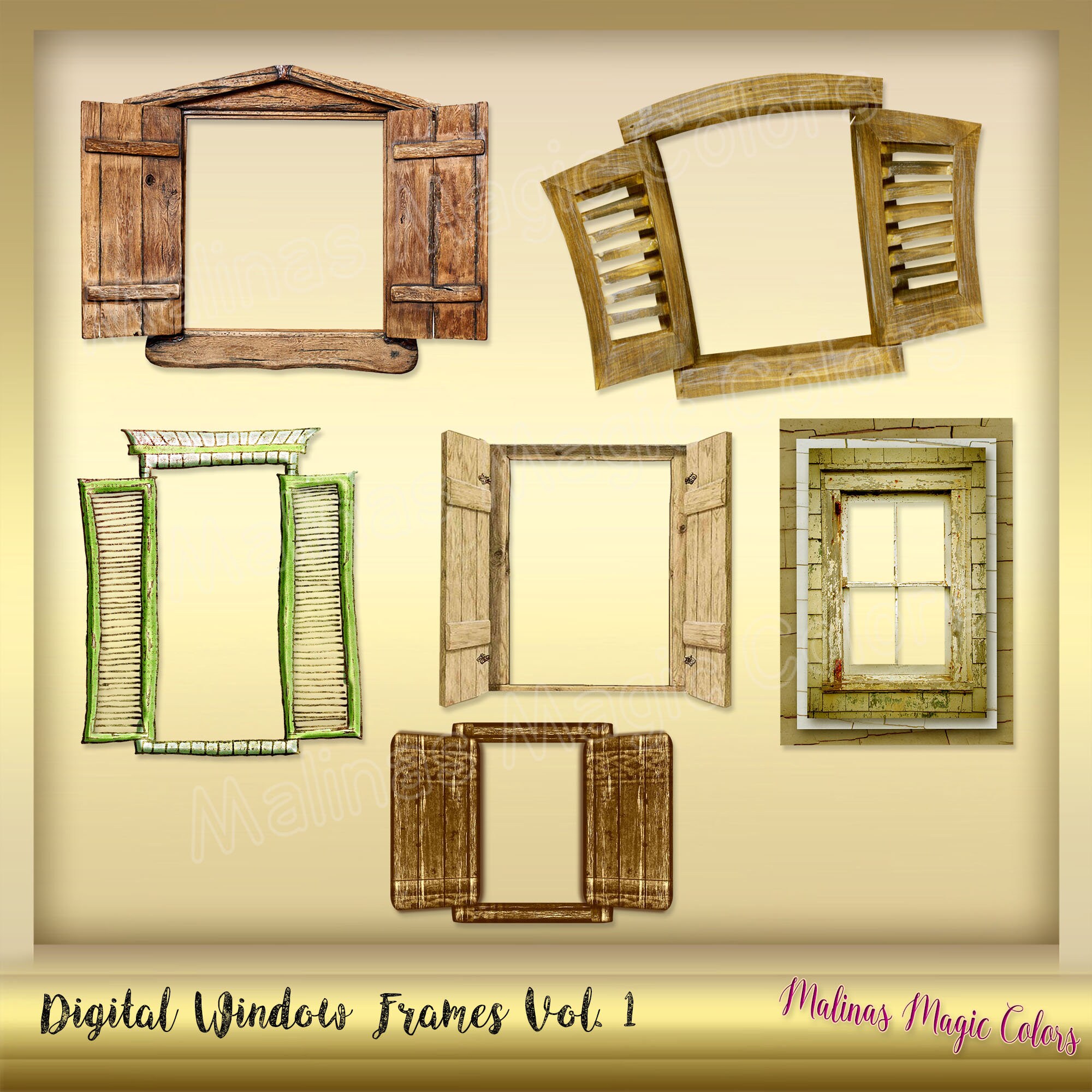 12 Digital Window Frames Vol. 1 - Window Photo Frame - Photoshop ...