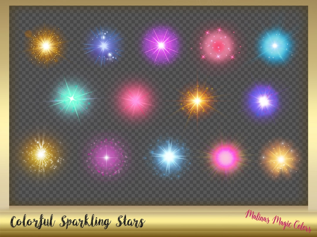 Colorful Sparkling Stars - Rainbow Sparks Clipart - Colorful Stars ...