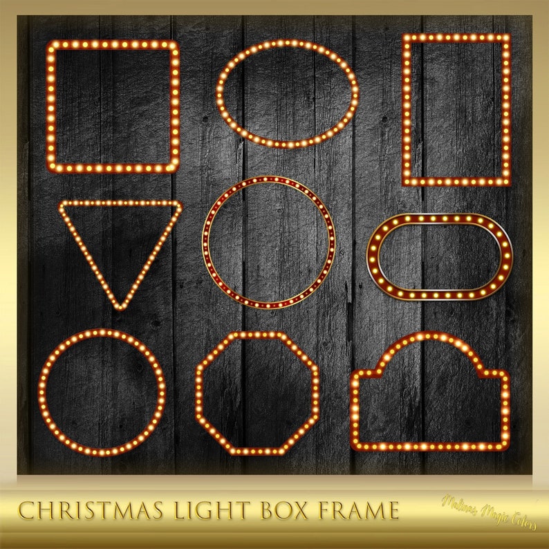 Light Box Frame Clipart - Light Bulb Frame - Marquee Light Digital ...