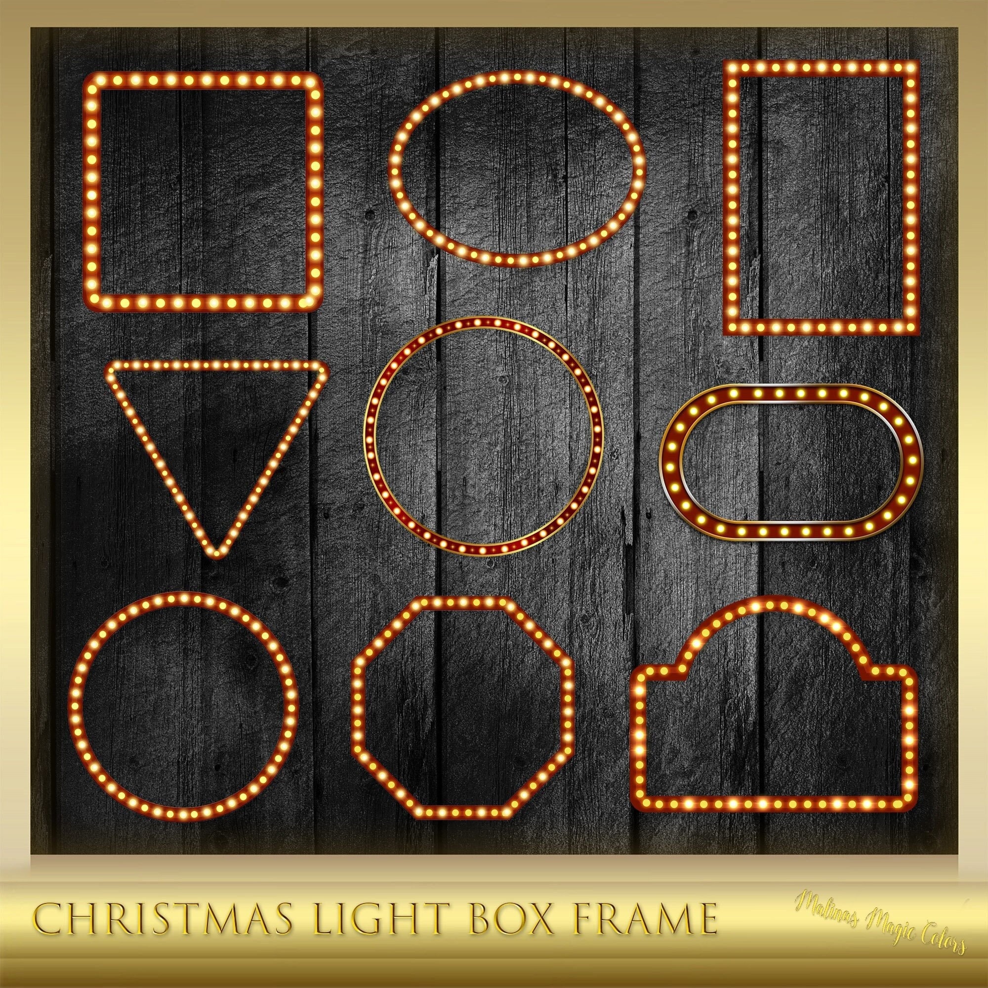 Light Box Frame Clipart - Light Bulb Frame - Marquee Light Digital ...