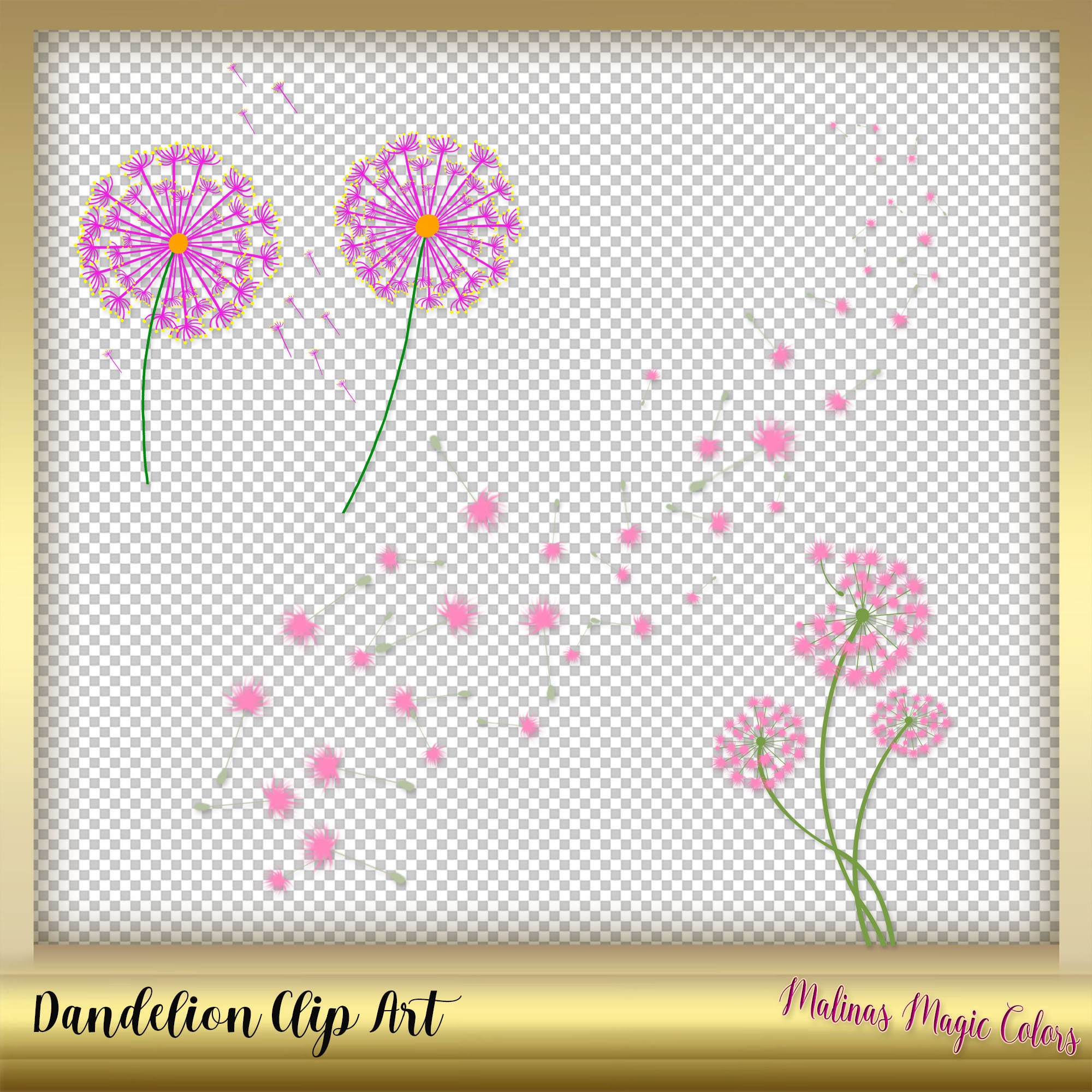 Dandelion Clip Art Dandelion Overlay Flying Dandelion - Etsy