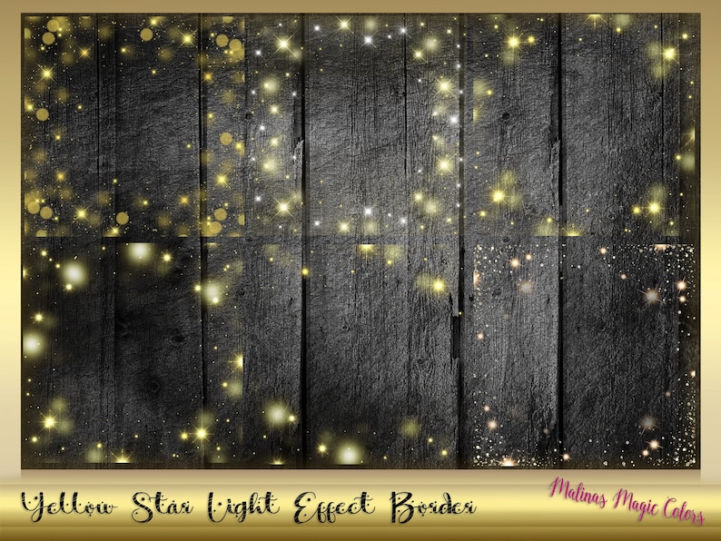 Yellow Star Light Effect Border Light Frame Overlay Frame Digital Clip ...