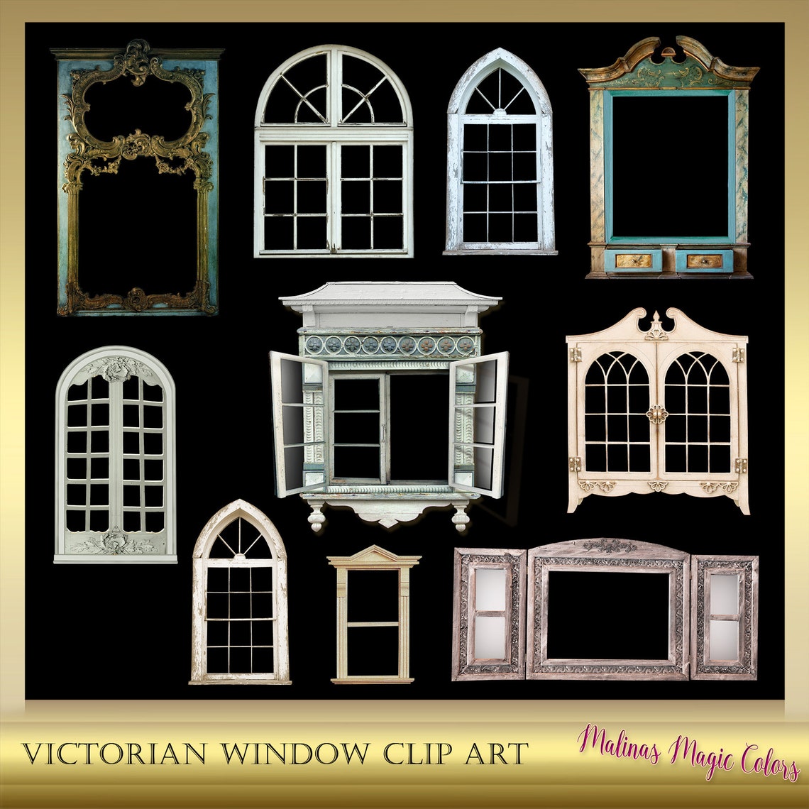 10 Victorian Window Frames - Window Photo Frame - Photoshop Digital Picture Frame - Victorian ...