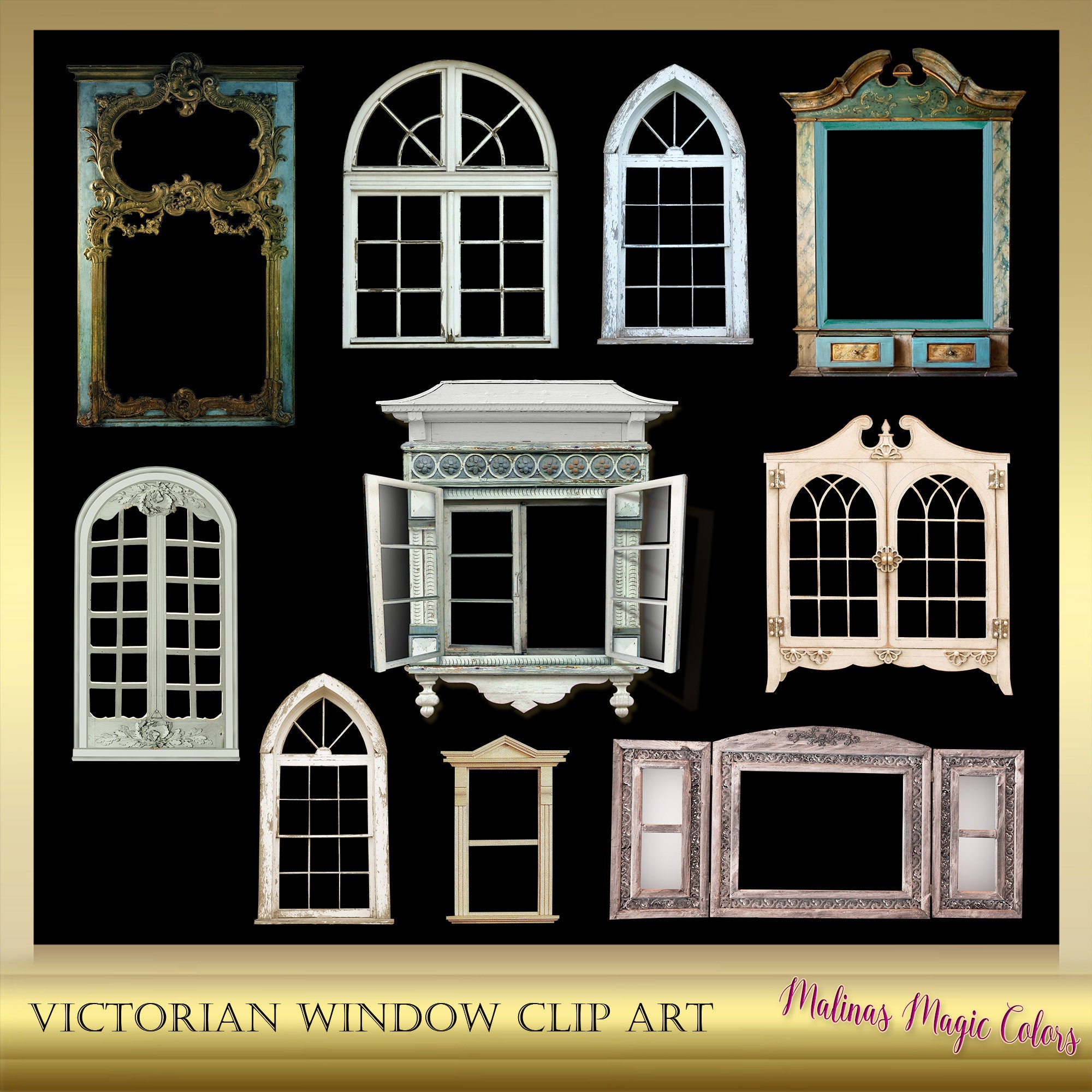10 Victorian Window Frames - Window Photo Frame - Photoshop Digital ...