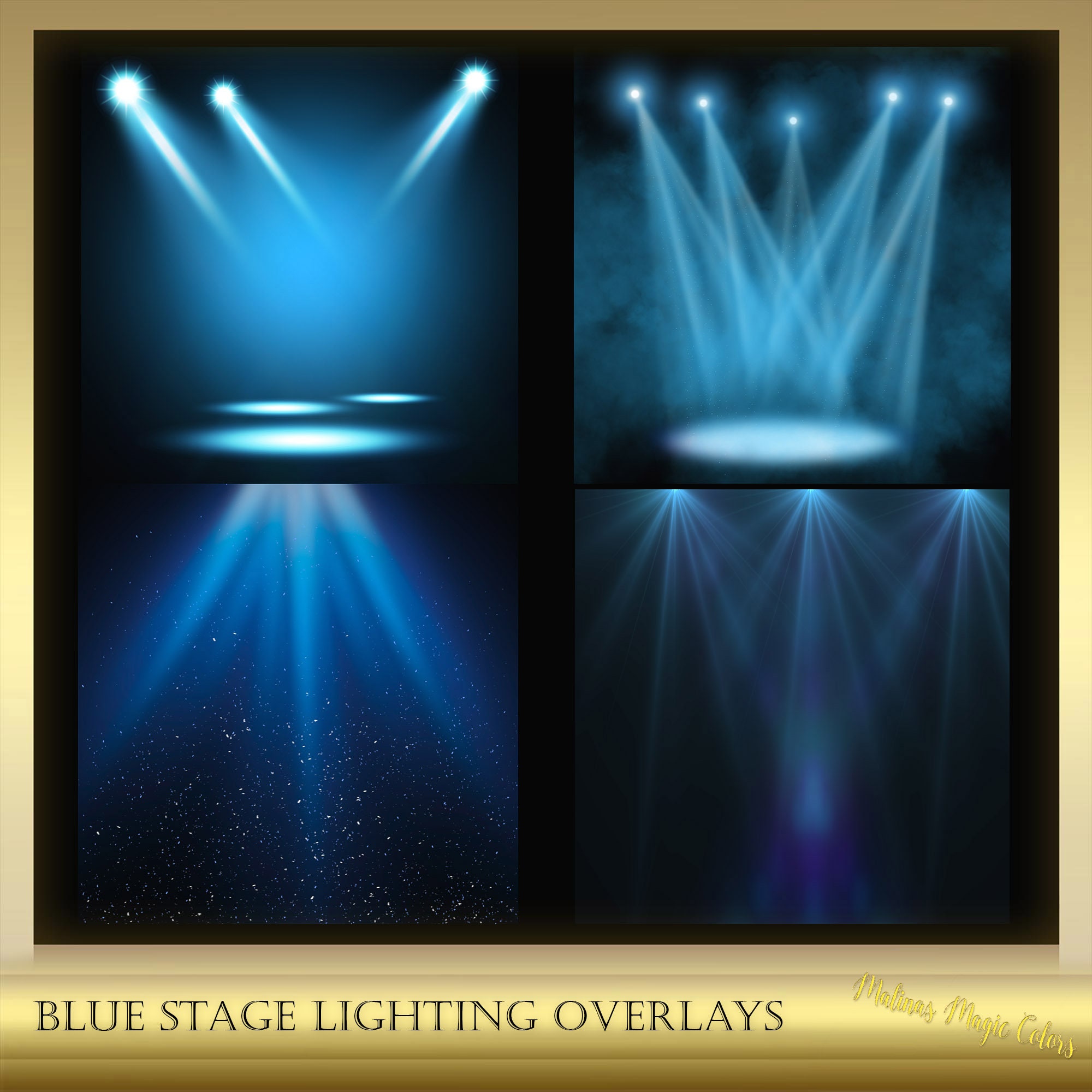 12 Blue Stage Lighting Overlays Vol. 1 - Blue Stage Light - Spotlight ...