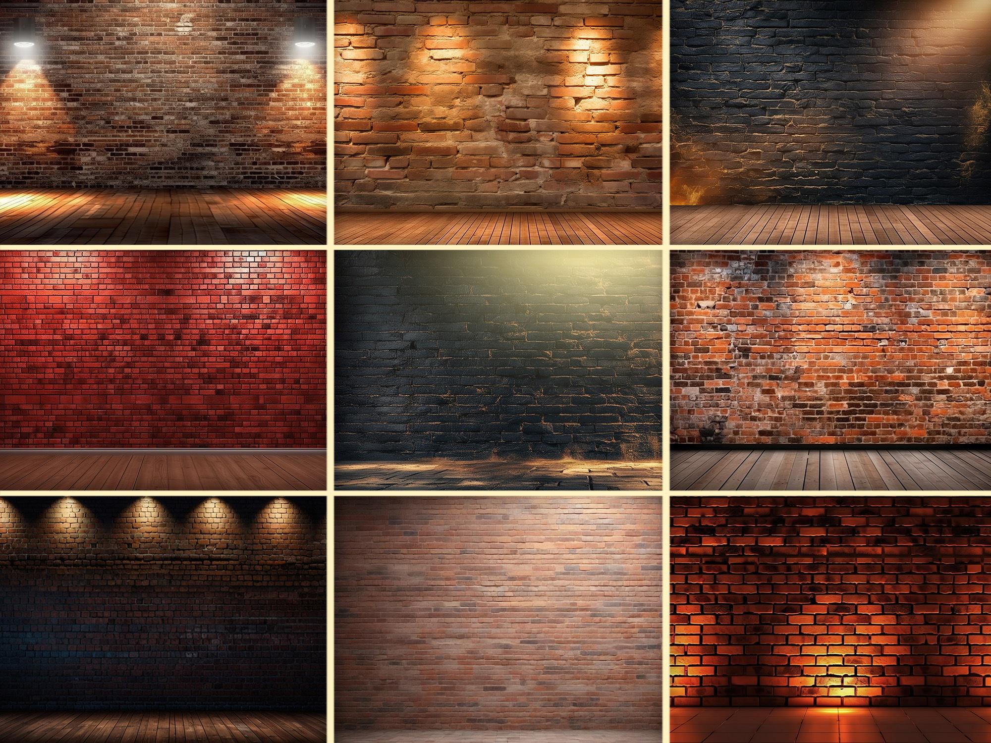 Illuminated Brick Wall - Brick Wall Photography Background - Brick Wall ...