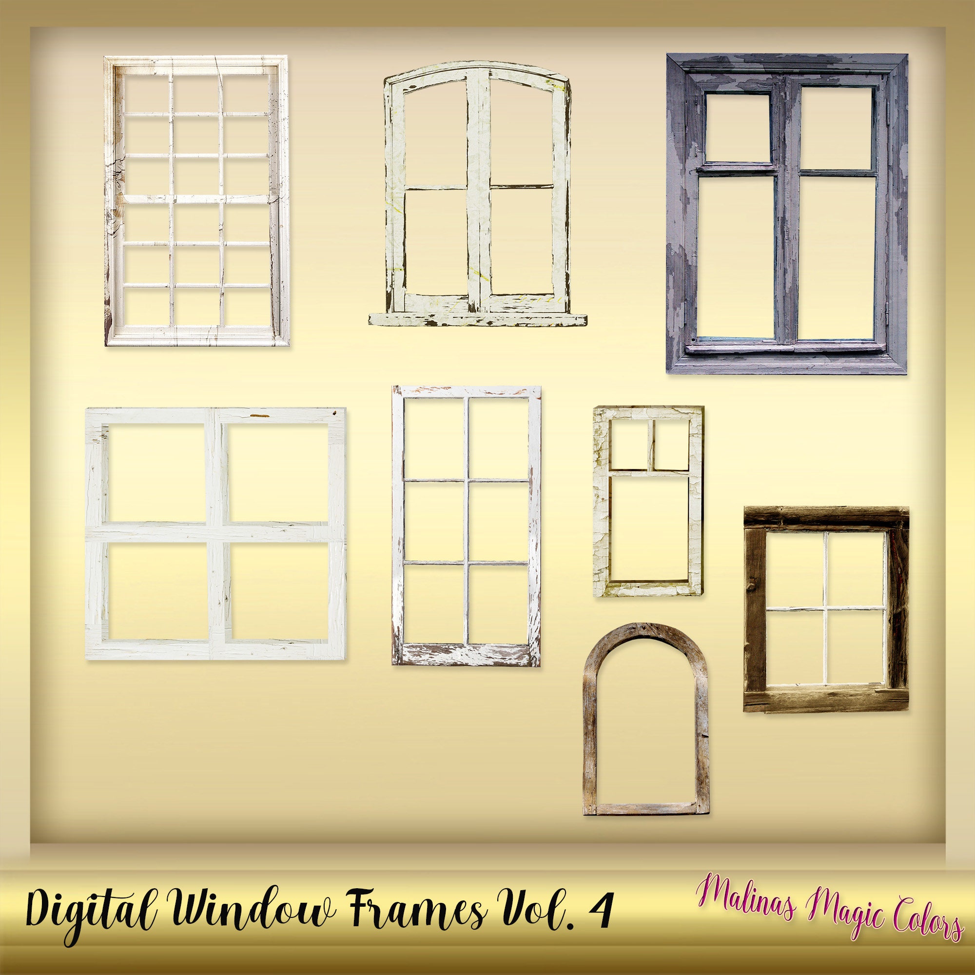 20 Digital Window Frames Vol. 4 Window Photo Frame Photoshop Digital ...