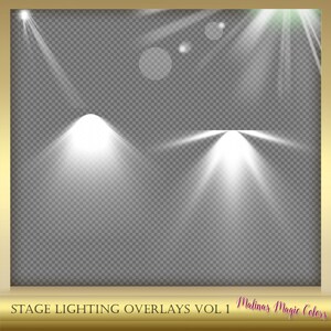 20 Stage Lighting Overlays Vol 1 - Spotlight Overlays - Light Effect ...