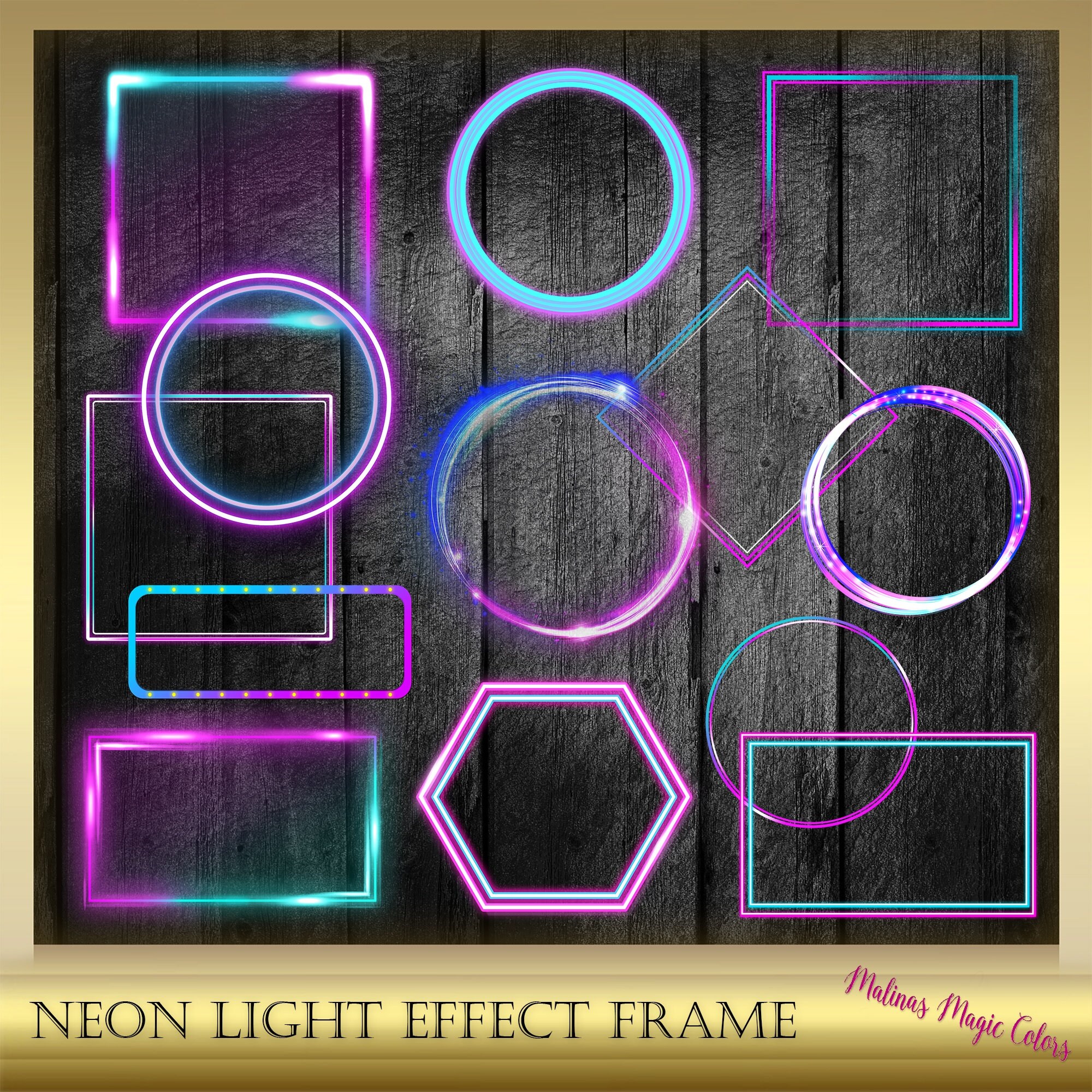Neon Light Effect Frame - Neon Frame - Light Frame - Neon Effects ...
