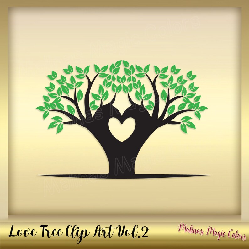 Love Tree Clipart Vol.2 Heart-shaped Tree Tree Clip Art Valentine Tree ...