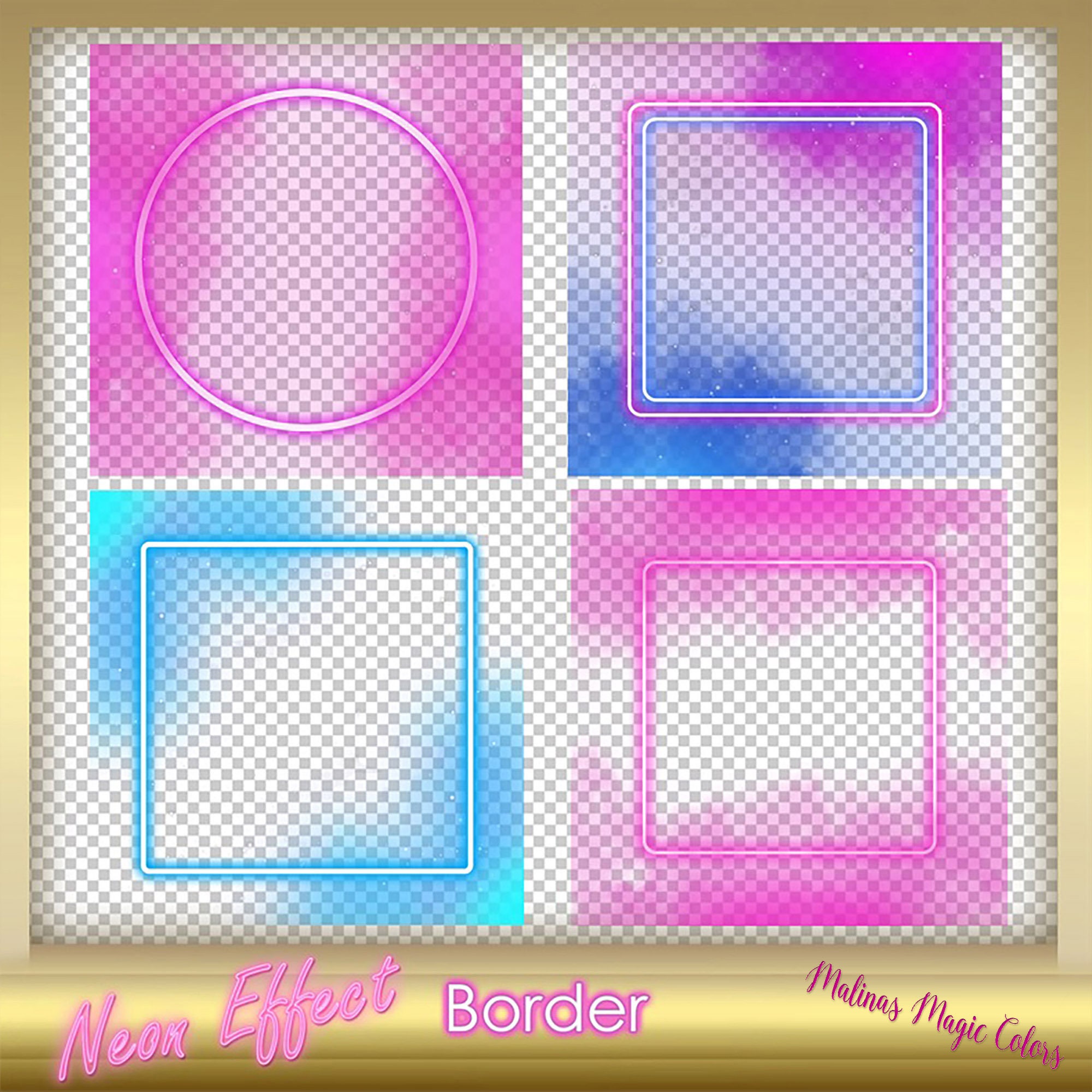 Neon Light Effect Border - Neon Effect Frames - Neon Frame - Neon ...
