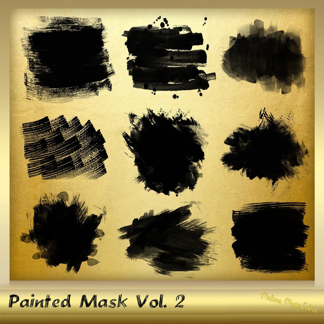 9 Painted Masks Vol. 2 Photoshop Clipping Masks Grunge Png Masks ...