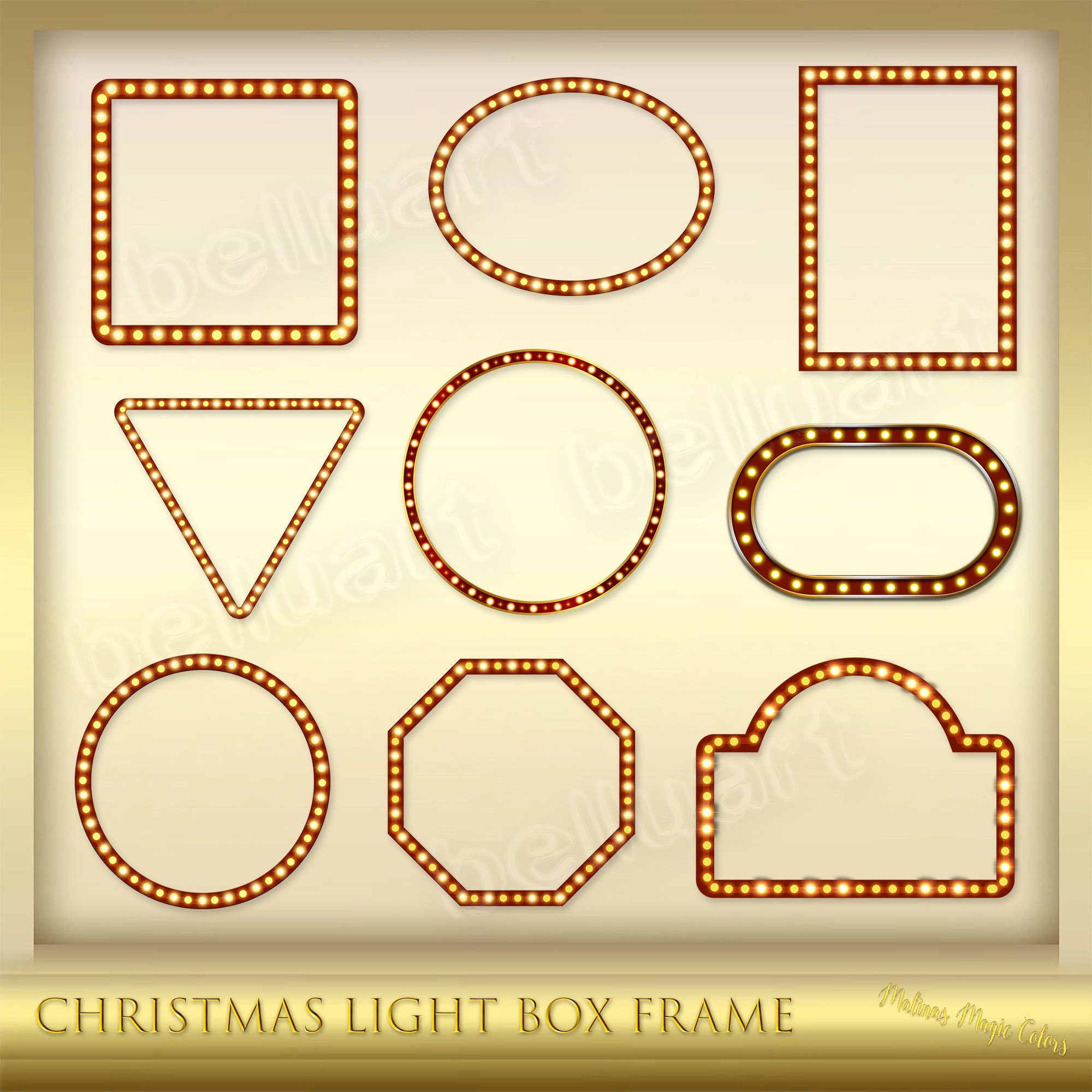 Light Box Frame Clipart - Light Bulb Frame - Marquee Light Digital ...