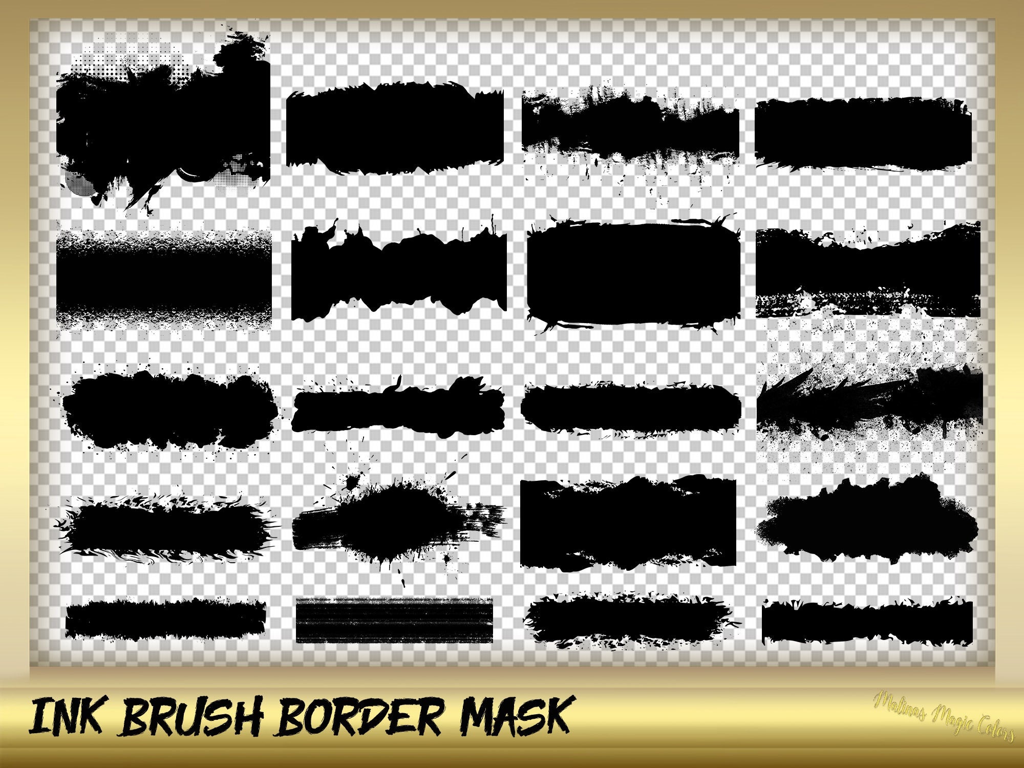 Ink Brush Border Mask - Black Brush Border - Photoshop Clipping Masks ...