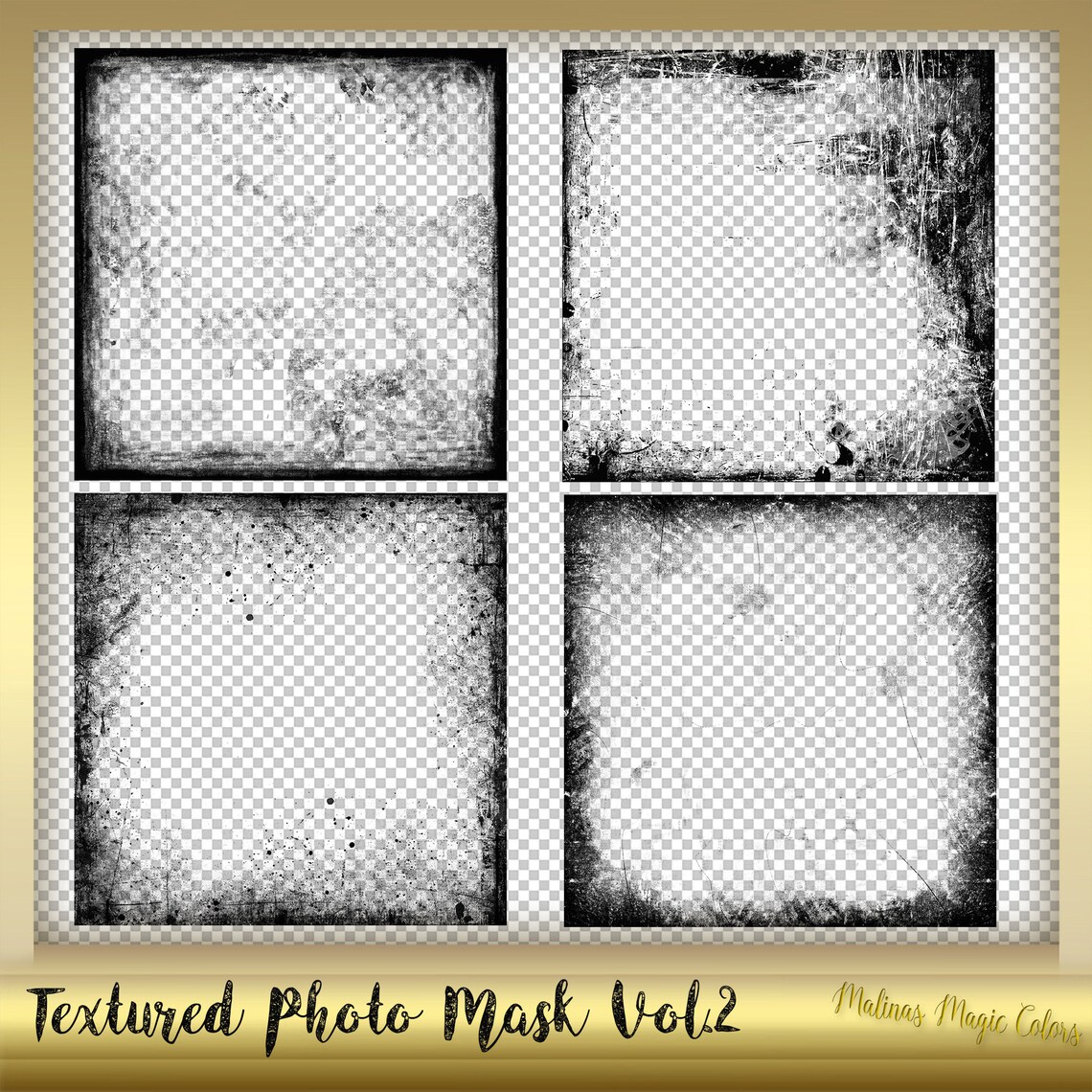 10 Textured Photo Masks Vol. 2 - Photoshop Clipping Masks - Grunge ...