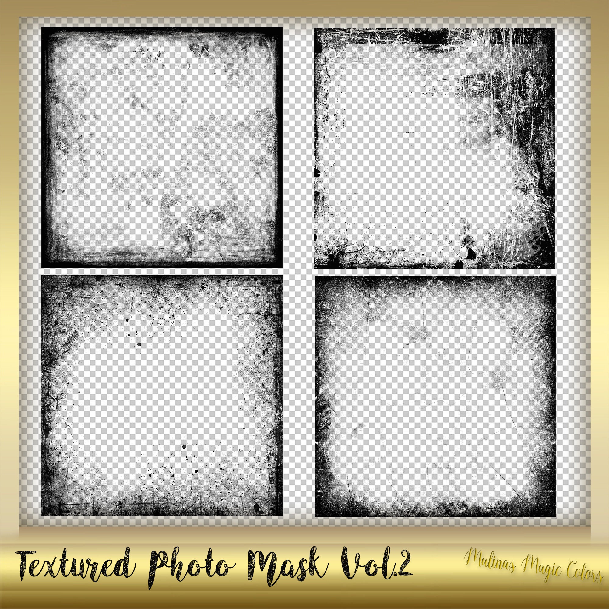 10 Textured Photo Masks Vol. 2 - Photoshop Clipping Masks - Grunge ...