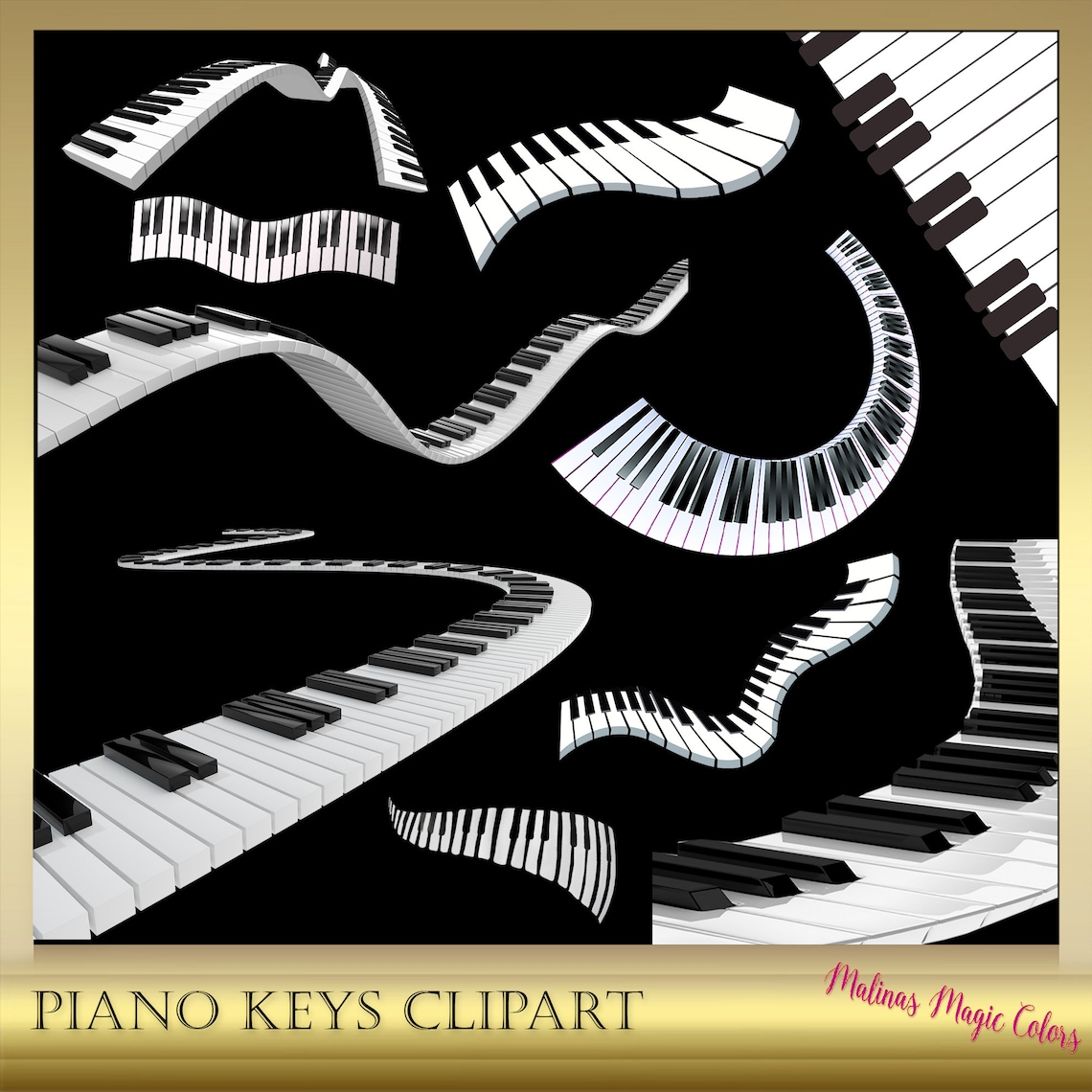 Three Dimensional Piano Keys Music Overlay Music Clip Art Piano Clipart ...